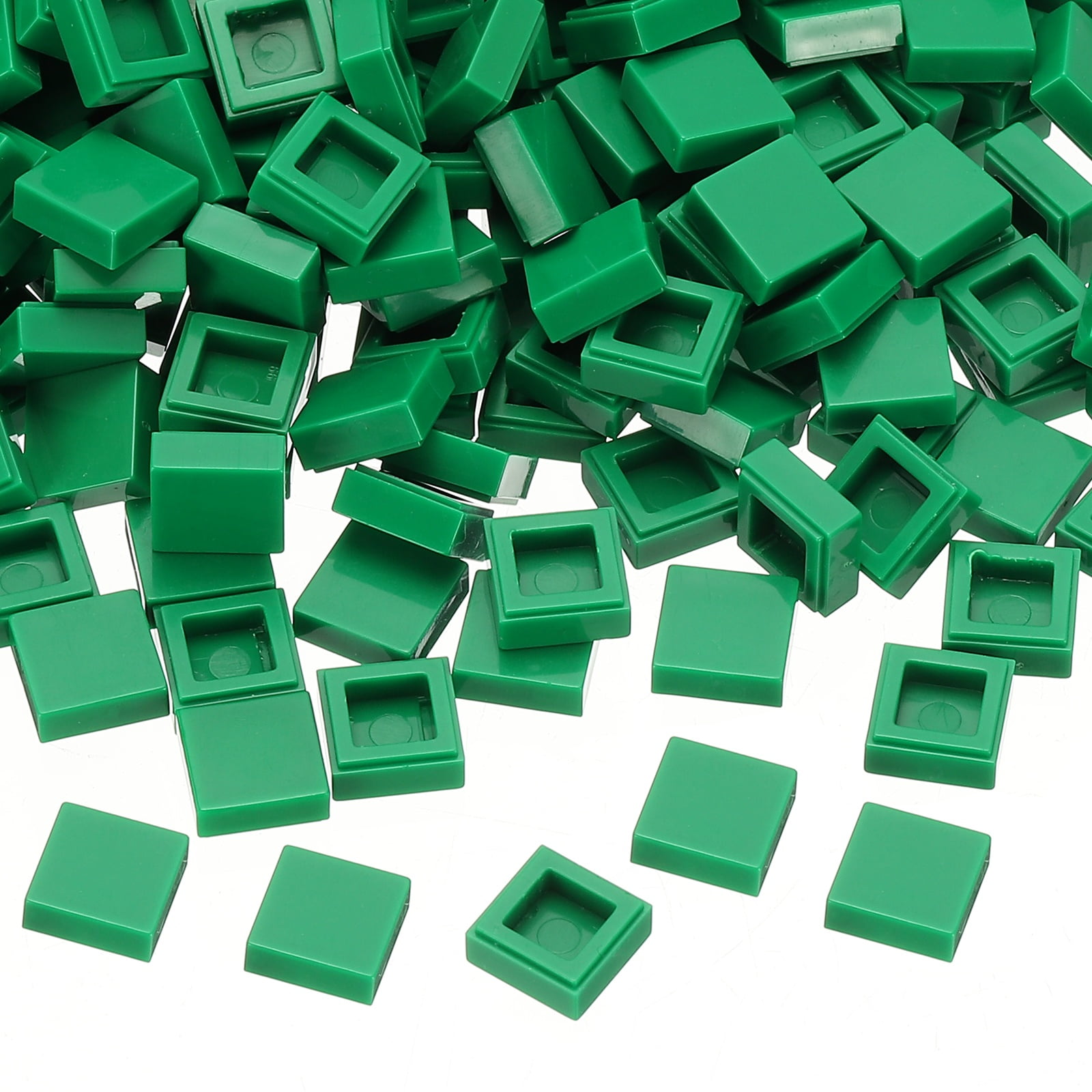 333 Pcs Flat Blocks Bulk, 1x1 Square Green Classic Tiles Smooth Surface ...