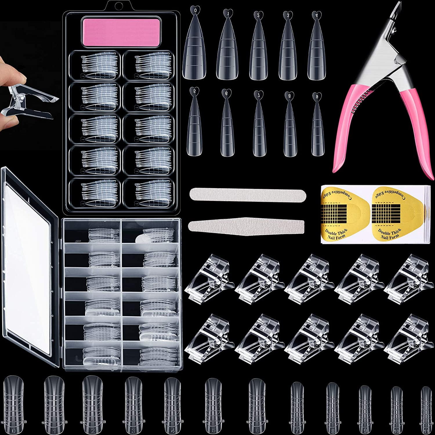 333 Pieces Nail Mold Set, 220 Pieces Dual Nail Forms Pointed Gel Nail ...