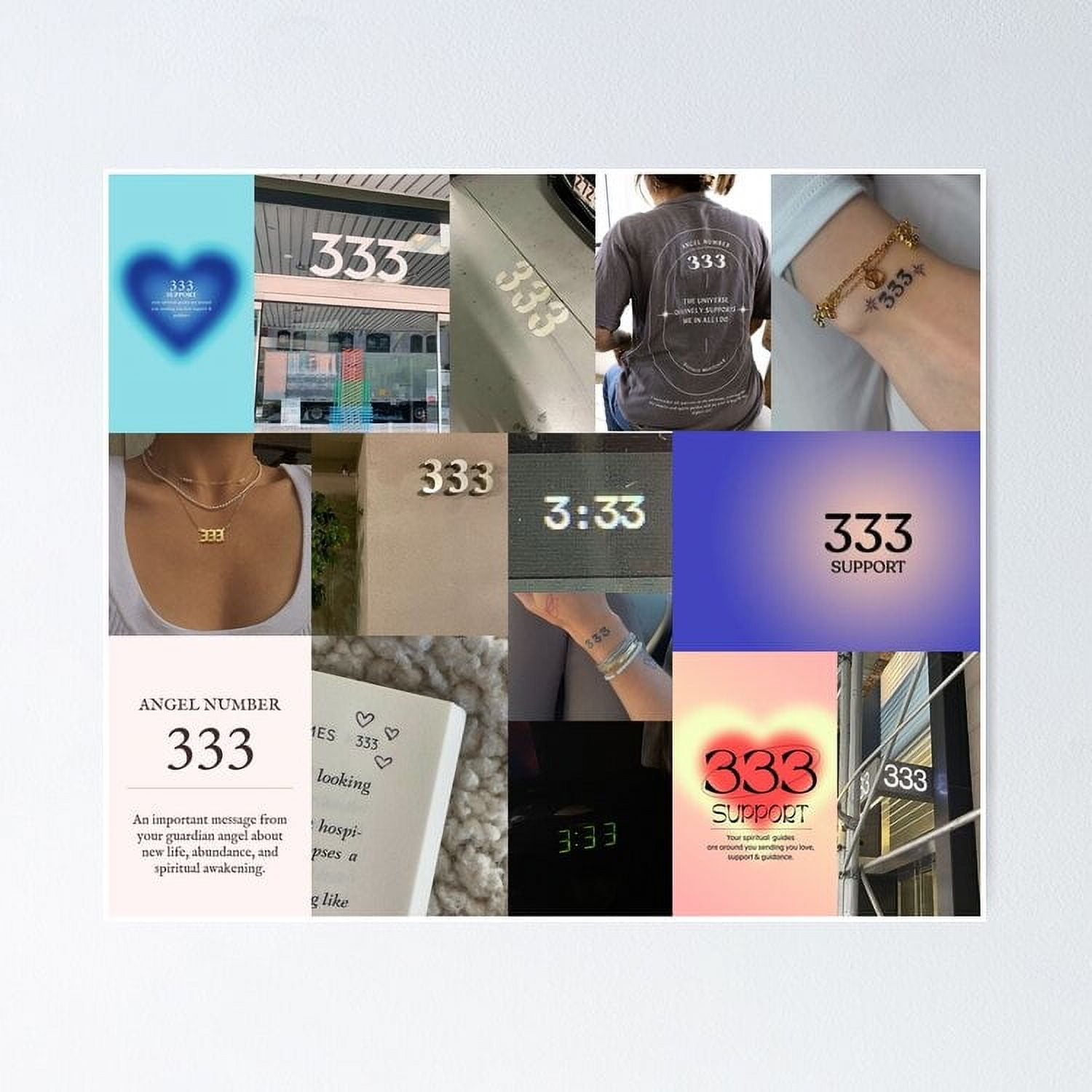 333 angel number aesthetic collage UNFRAMED Poster, 16x24 - Walmart.com