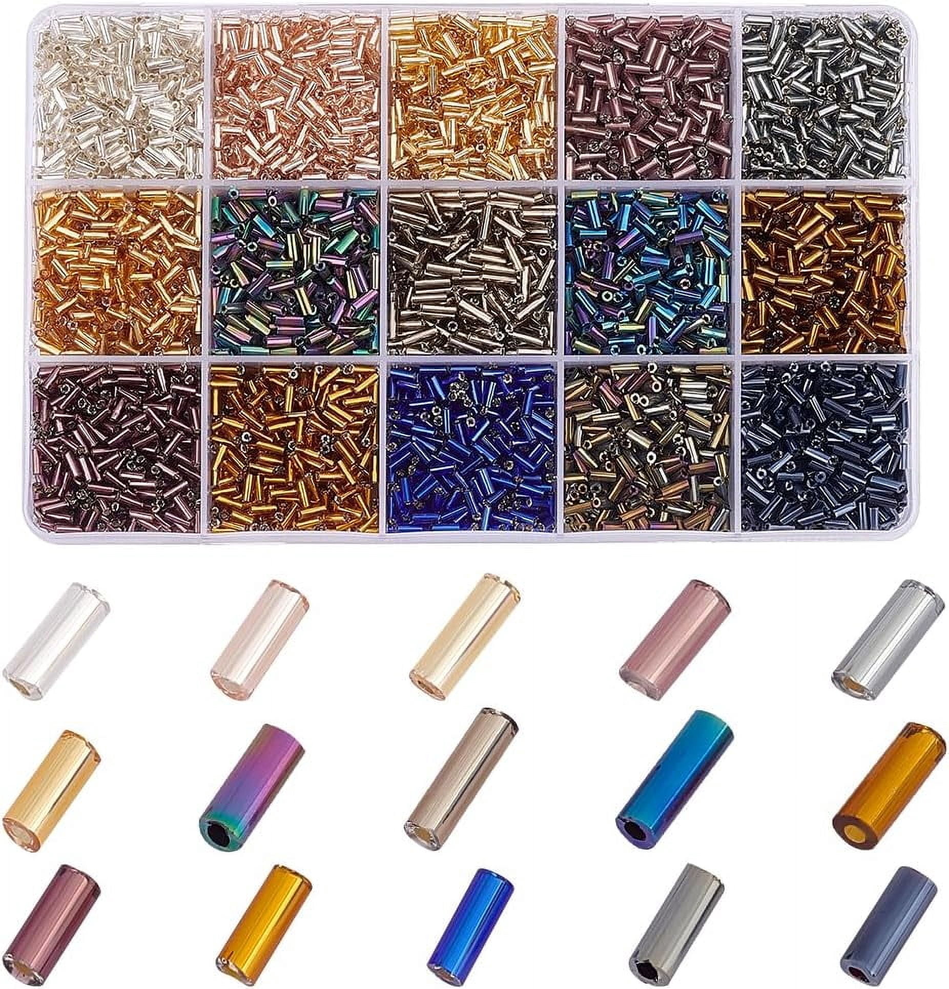 3330pcs 15 Colors Glass Bugle Beads 4/5/6mm Metallic Tube Seed Beads ...