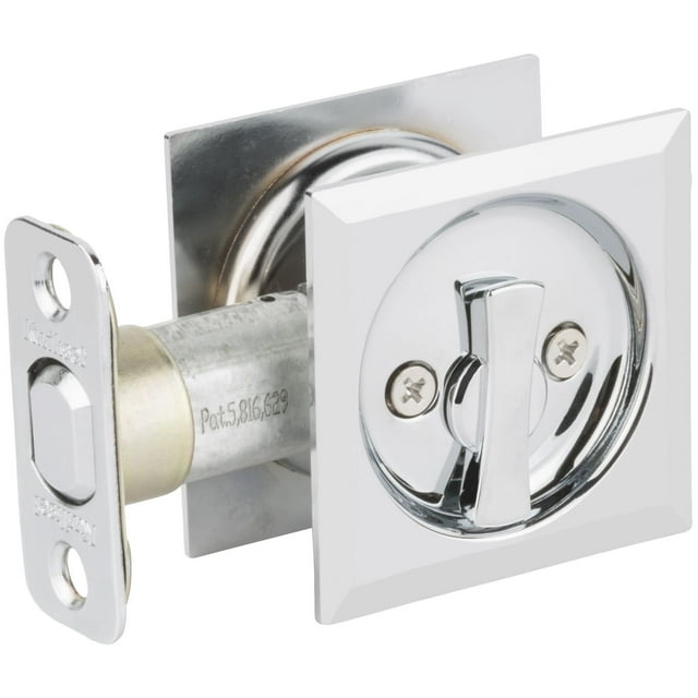 Kwikset 335x26 Square Pocket Door Lock Privacy in Polished Chrome ...