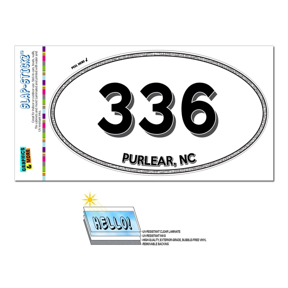 336 - Purlear, NC - North Carolina - Oval Area Code Sticker - Walmart.com