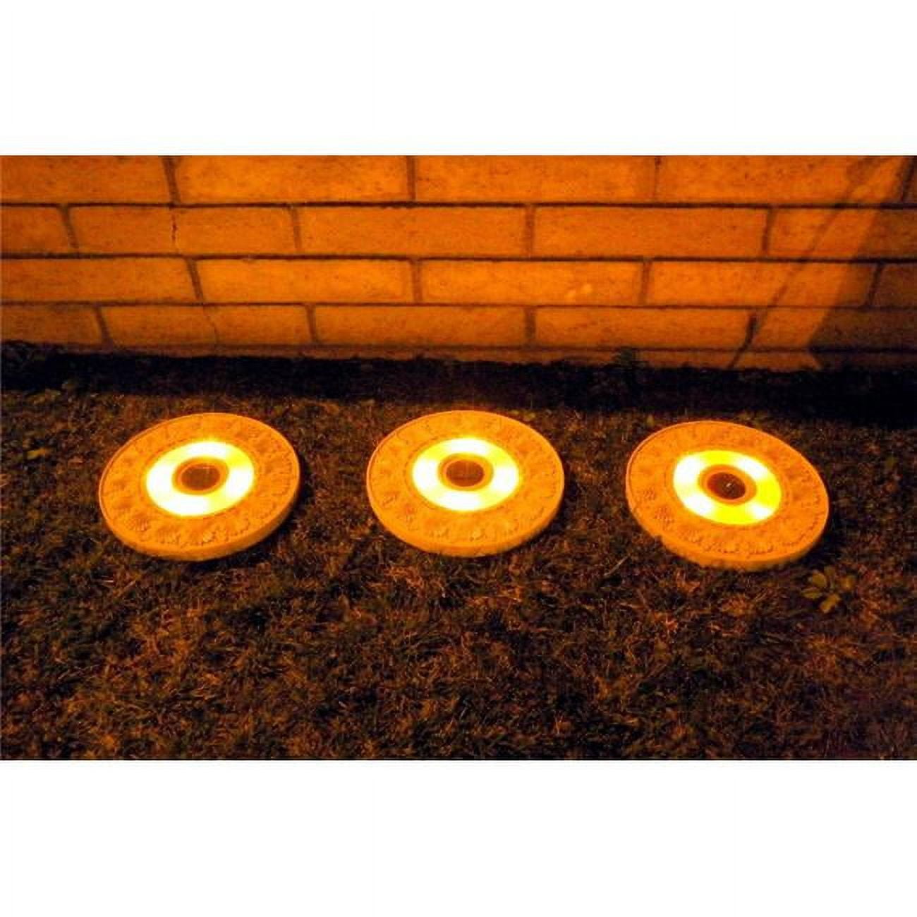 33844-3 Set of 3 Solar Power Round Garden Green Stepping Stones ...