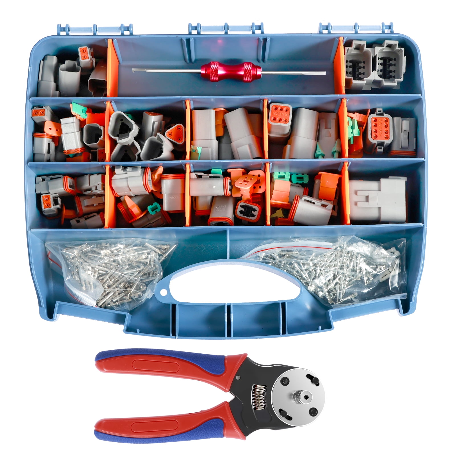 338Pcs DT Connector Kit with Crimping Tool 14-18AWG 2 3 4 6 8 12 Pin ...