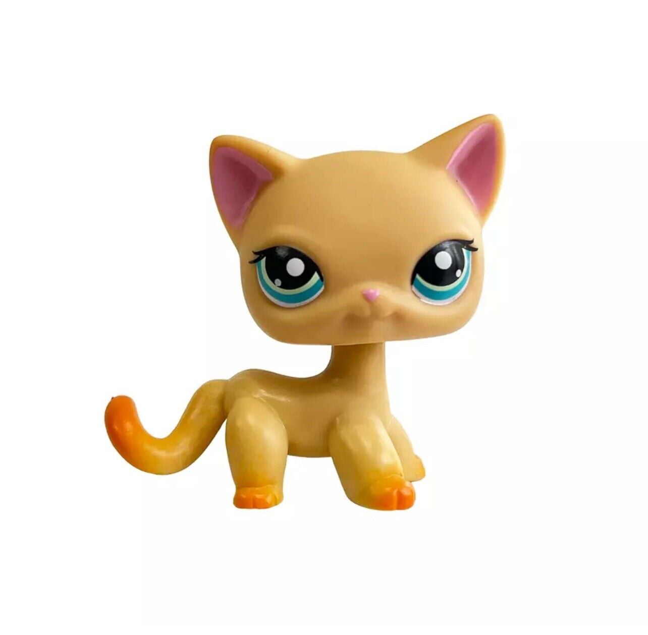 339 LPS Littlest pet shop bobble head short hair YELLOW cat blue eyes ...