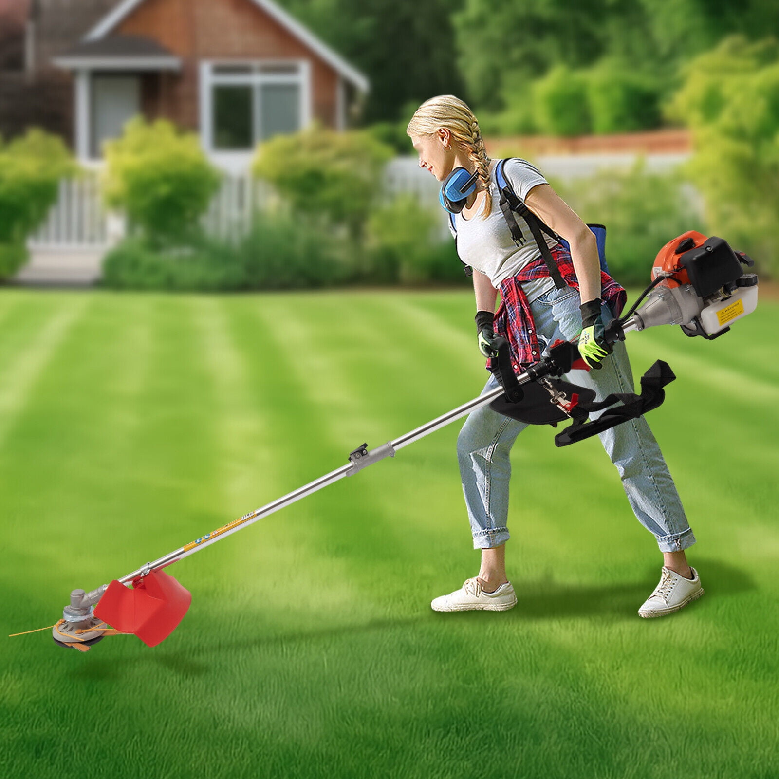 33CC 2 Stroke Grass String Trimmer Two Blade Heads Grass Cutter Weed ...