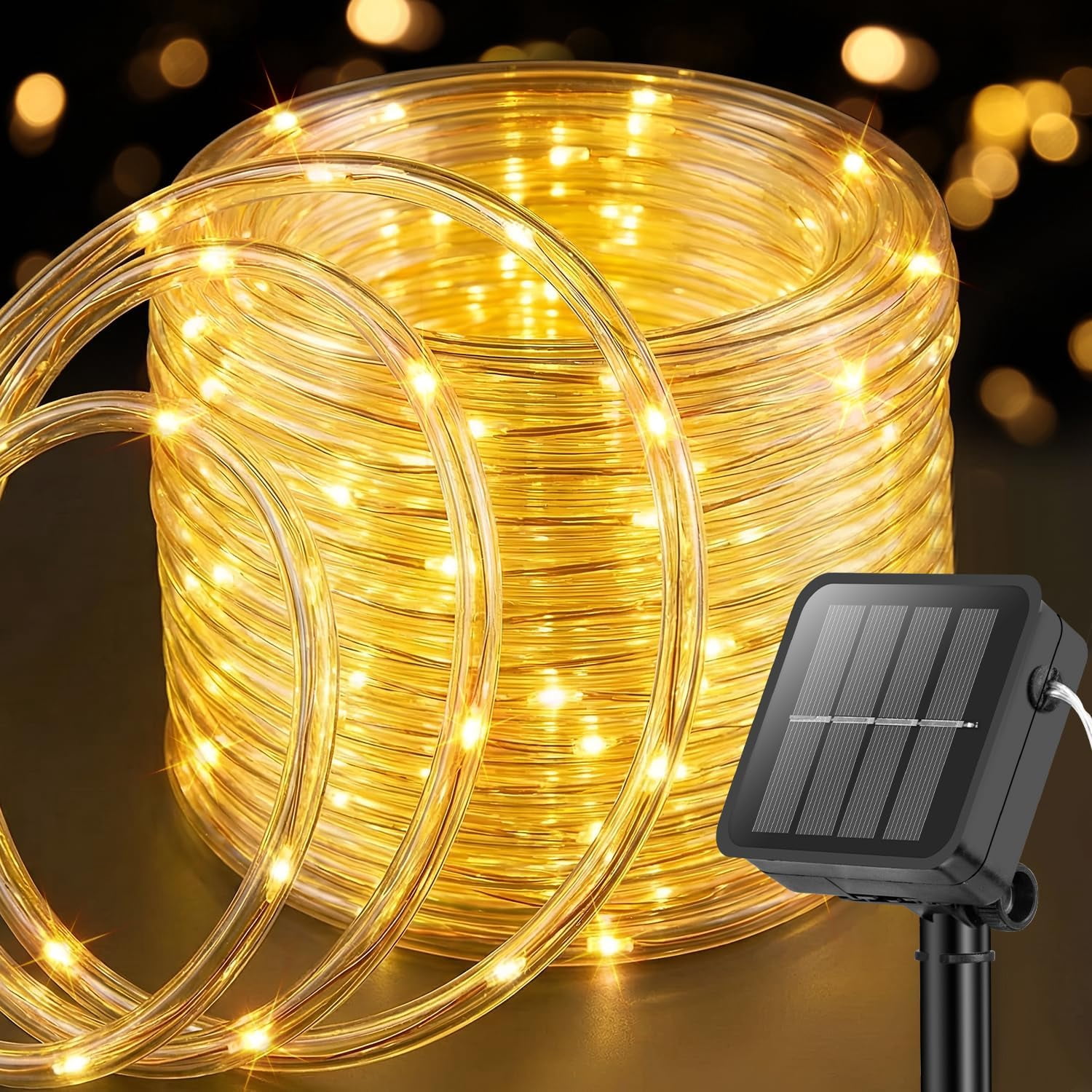33FT 100 LED Solar Rope Lights Outdoor , Solar Rope String Lights with ...