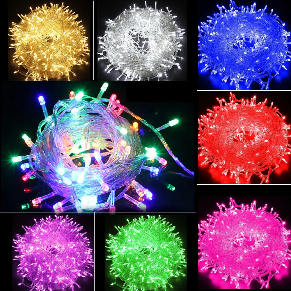 33FT 100 LED String Lights Indoor Outdoor,Extendable Clear Wire Fairy ...
