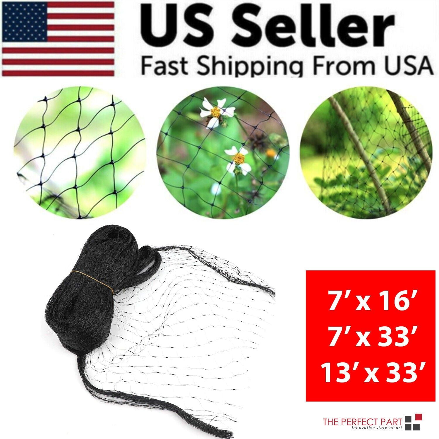 33FT Anti Bird Netting Pond Net Protection Tree Crops Plants Fruits ...