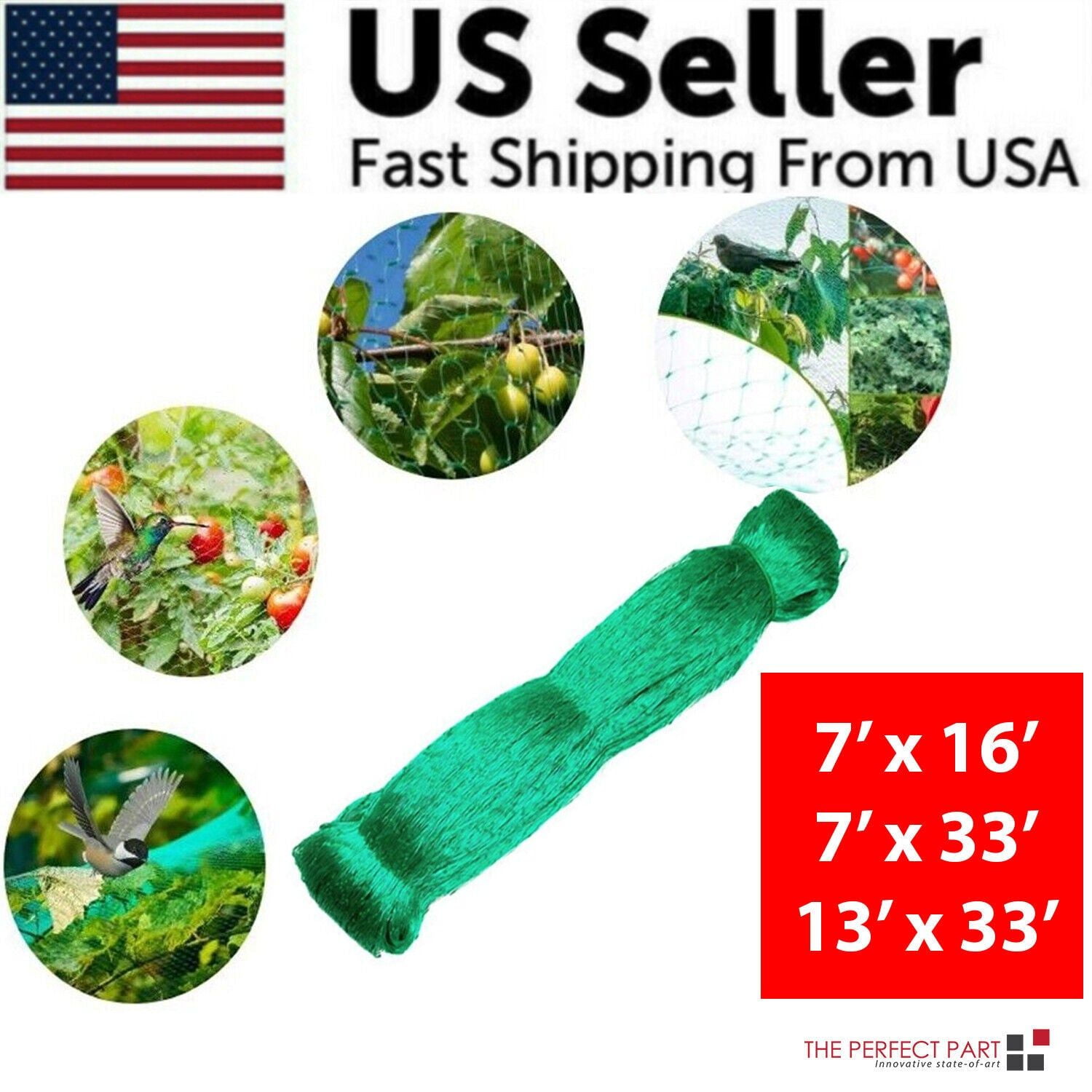 33FT Anti Bird Netting Pond Net Protection Tree Crops Plants Fruits ...