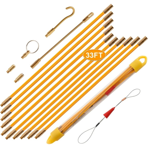 33FT Fiberglass Running Electrical Wire Cable Glow Rods Wire Pulling ...