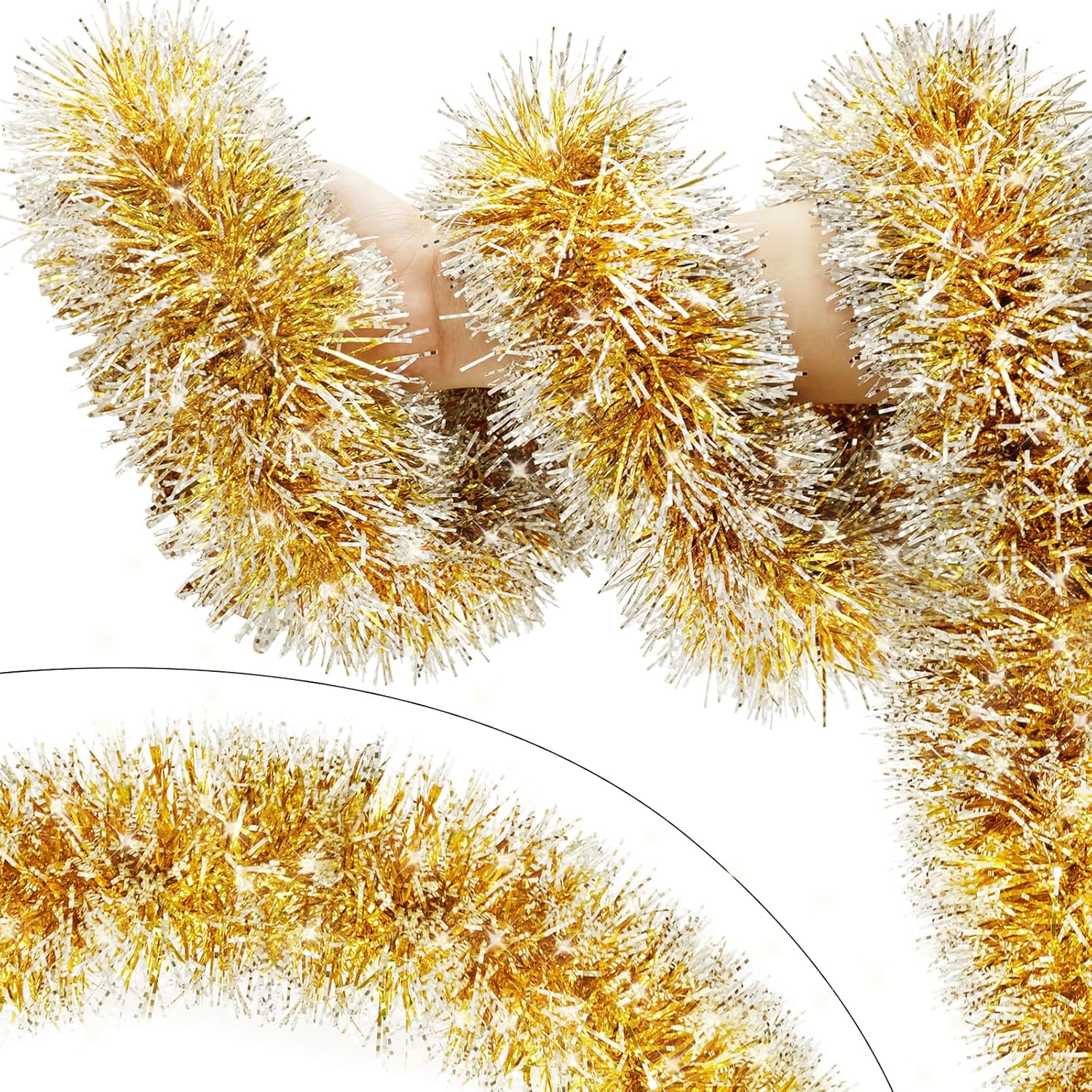33FT Tinsel Christmas Garland Metallic Twist Shiny Garland for ...