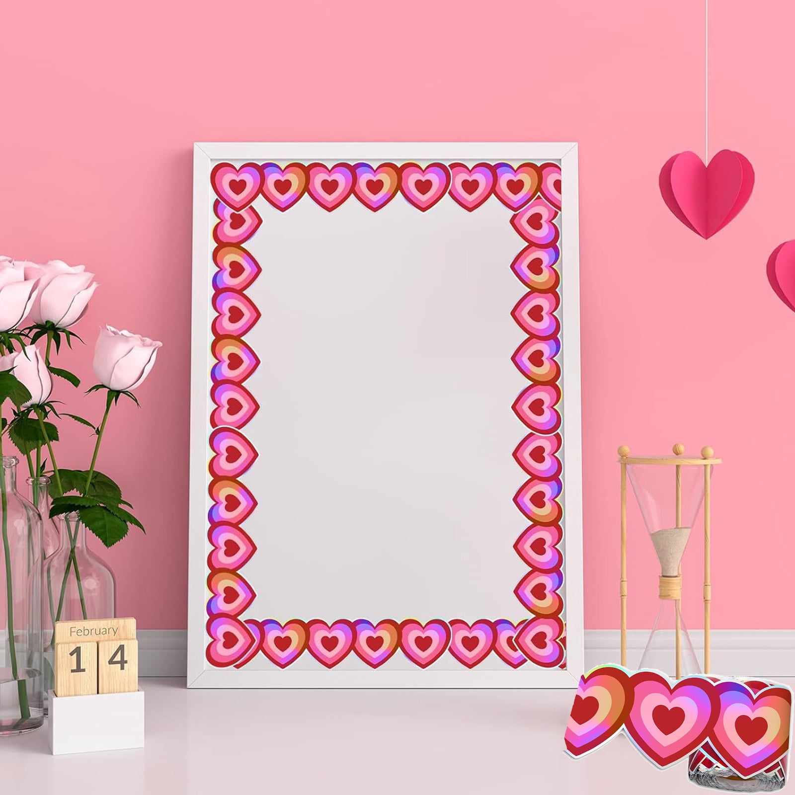 33FT Valentine's Day Heart Bulletin Board Borders Holographic Red Pink ...