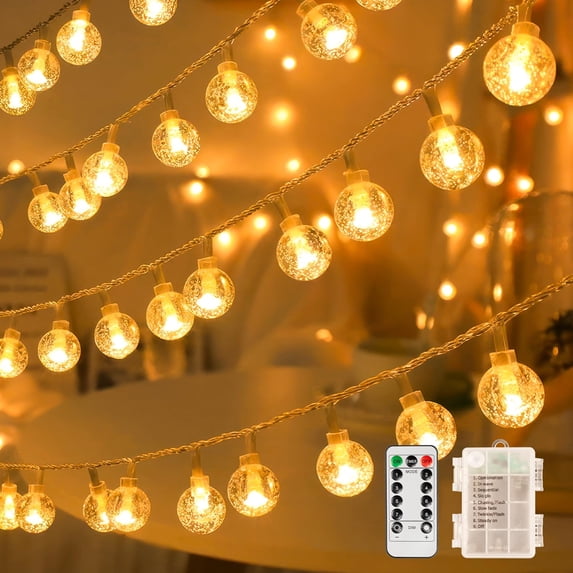 Globe Fairy Lights Battery Operated 33ft 100LED String Lights with ...