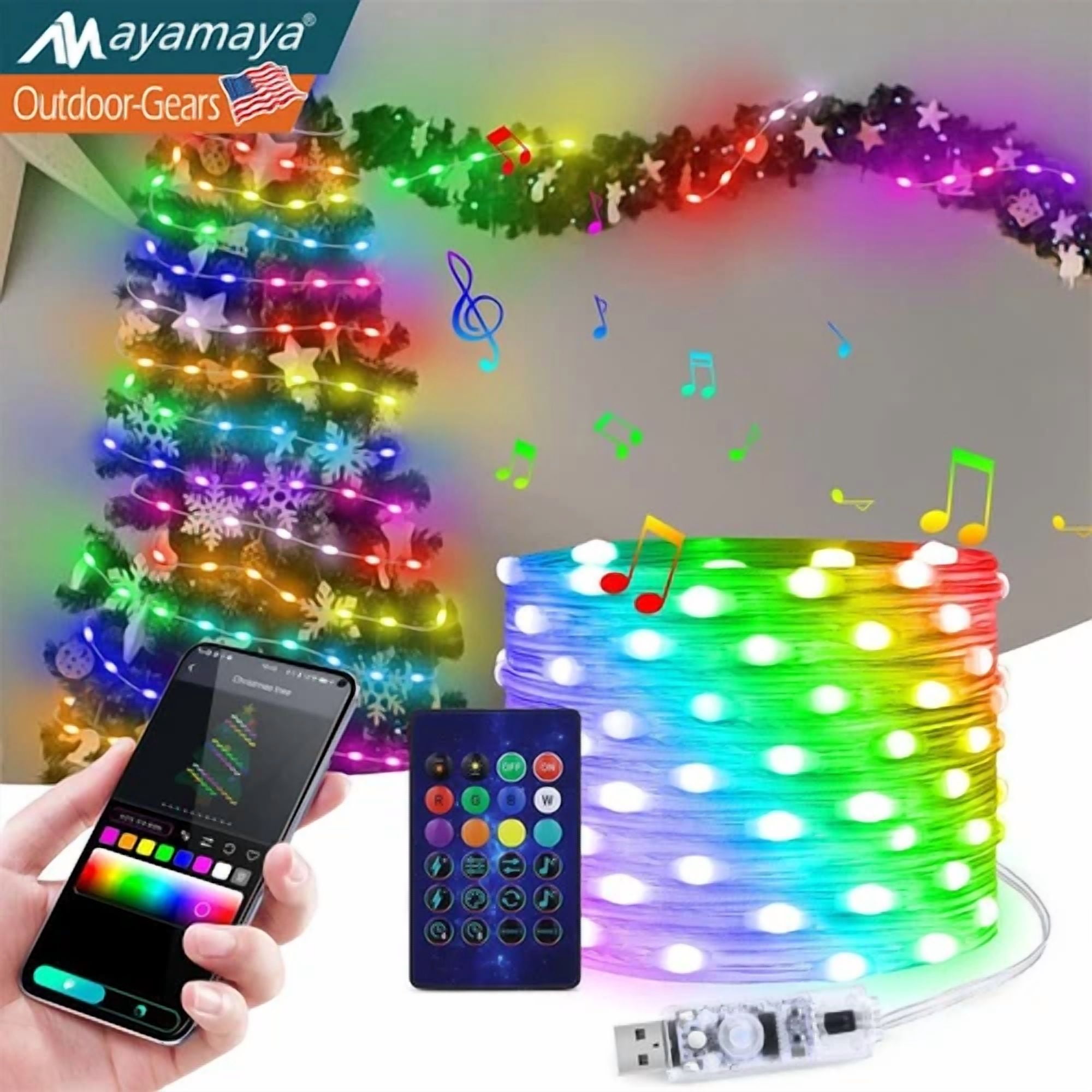 33Ft 100Led Smart Fairy String Lights With Remote Control For Xmas ...