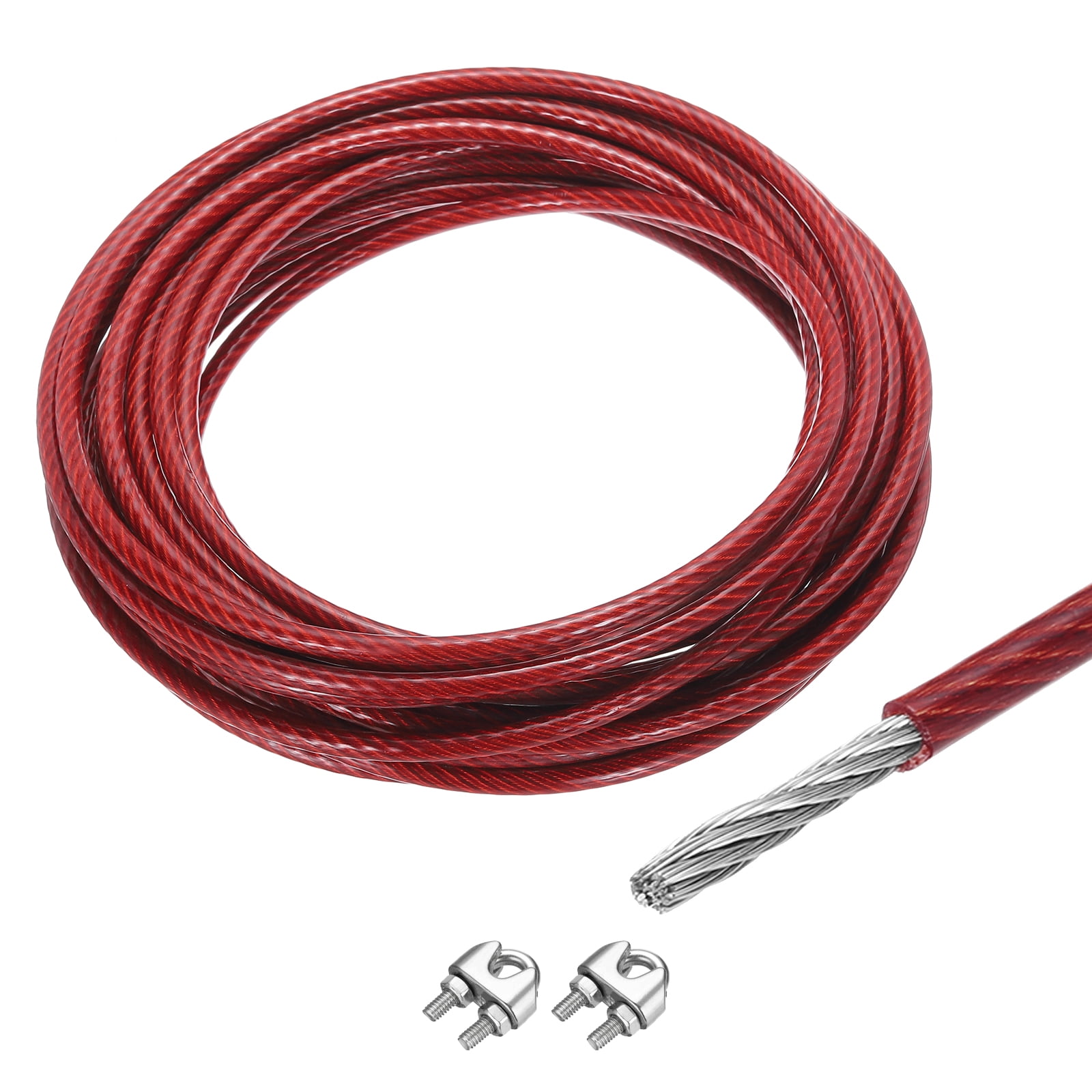 33Ft(10M) Wire Rope 304 Stainless Steel Cable 1/4" (6 mm) Vinyl Coated ...