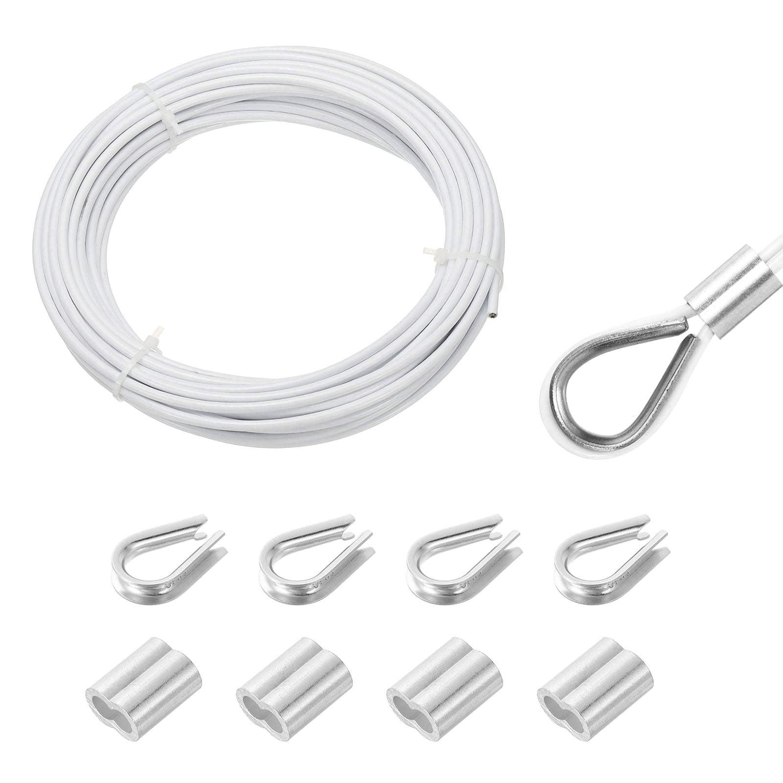 33Ft(10M) Wire Rope 304 Stainless Steel Cable 1/8"(3mm) Vinyl Coated ...