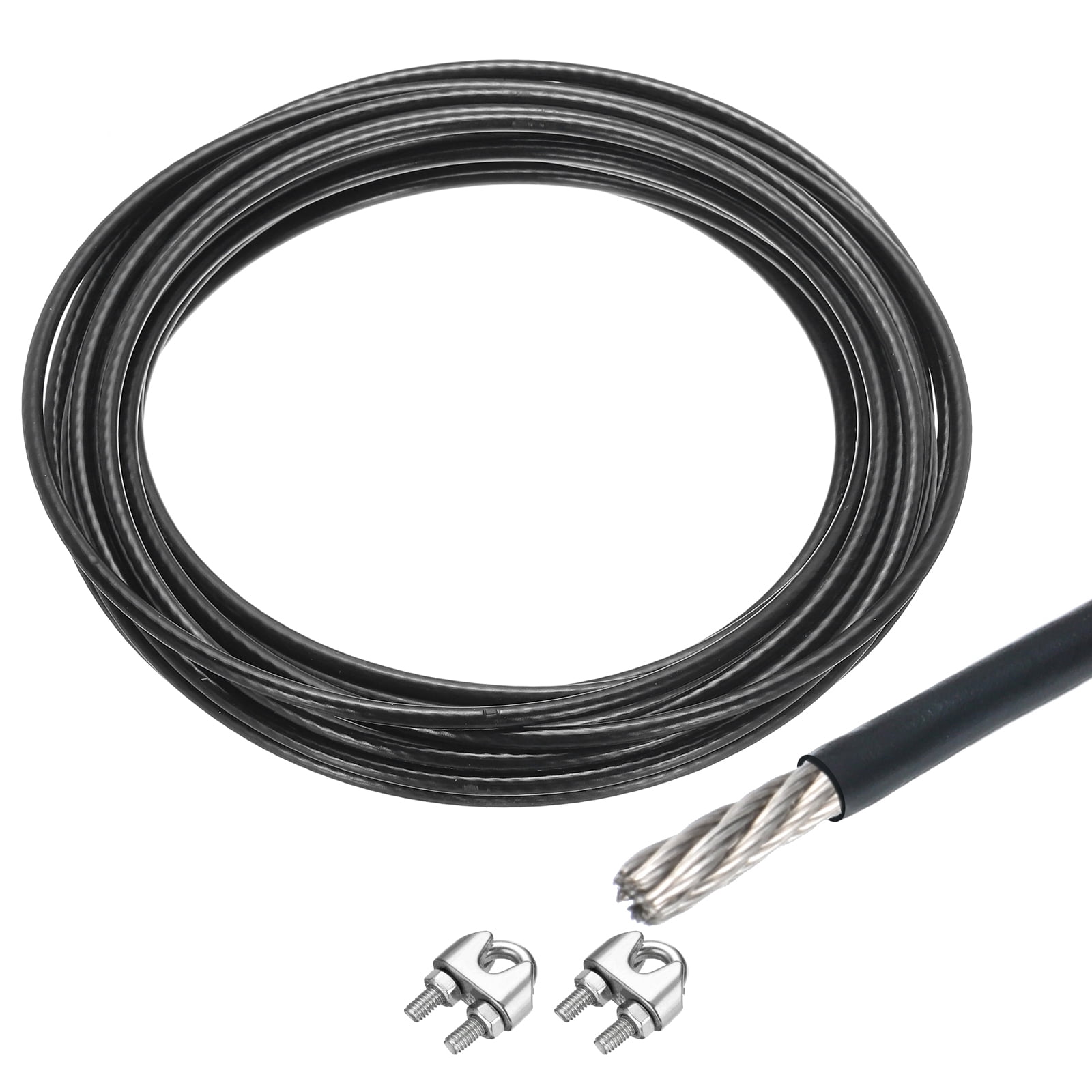 33Ft(10M) Wire Rope 304 Stainless Steel Cable 3/16" (5 mm) Vinyl Coated ...