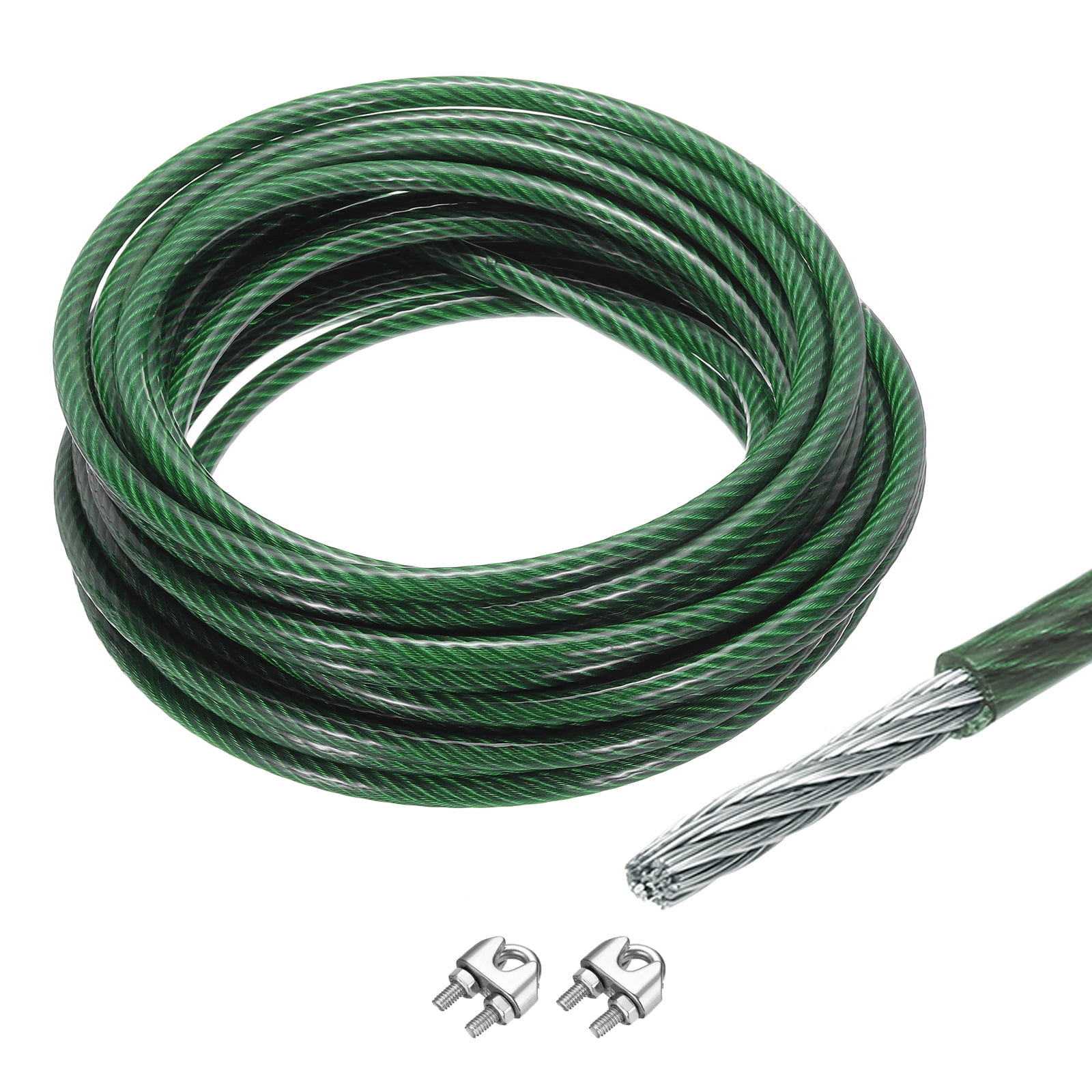 33Ft(10M) Wire Rope 304 Stainless Steel Cable 5/16" (8 mm) Vinyl Coated ...