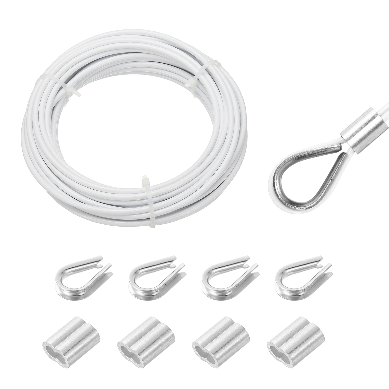 33Ft(10M) Wire Rope 304 Stainless Steel Cable 5/32" (4mm) Vinyl Coated ...