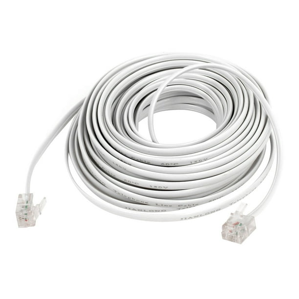 33Ft 6P2C RJ11 Male Telephone Extension Cord Phone Cable with RJ11 Plug ...