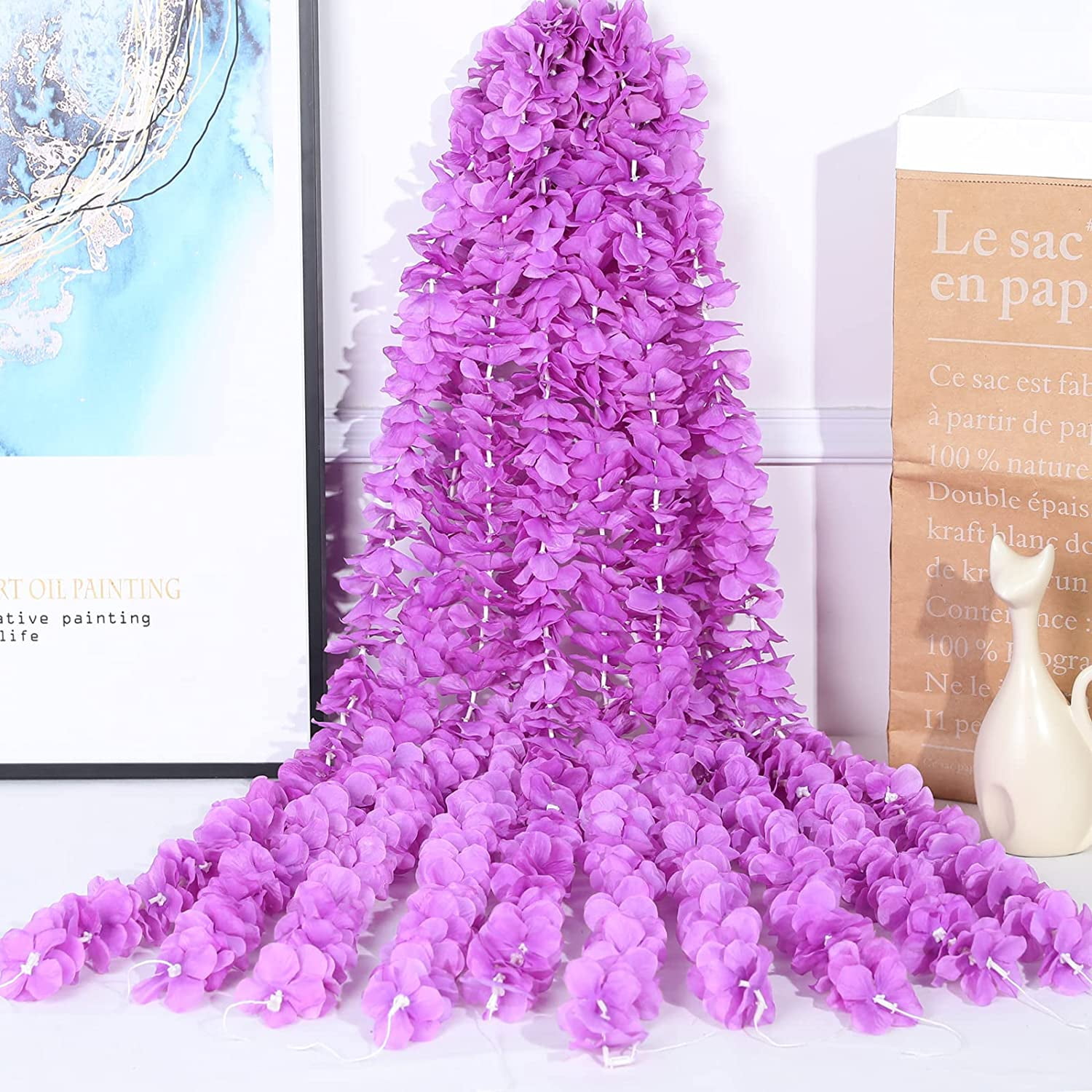 33Ft Artificial Flowers Hydrangea Garlands Silk Wisteria Vines Home ...