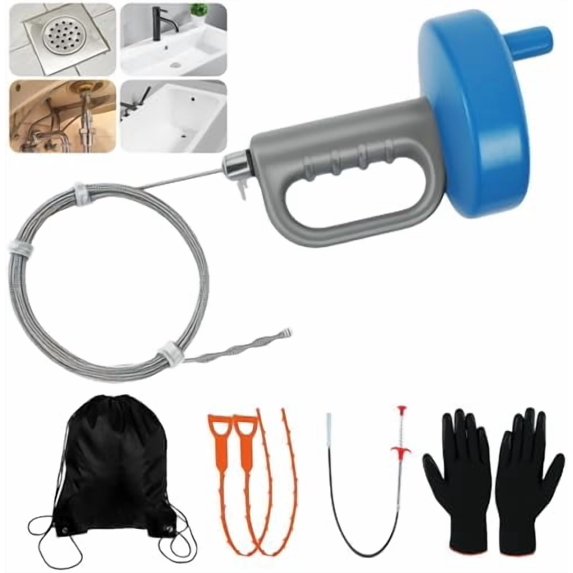 33Ft Drain Auger, Flexible Plumbing Snake & Drain Hair Clog Removal ...