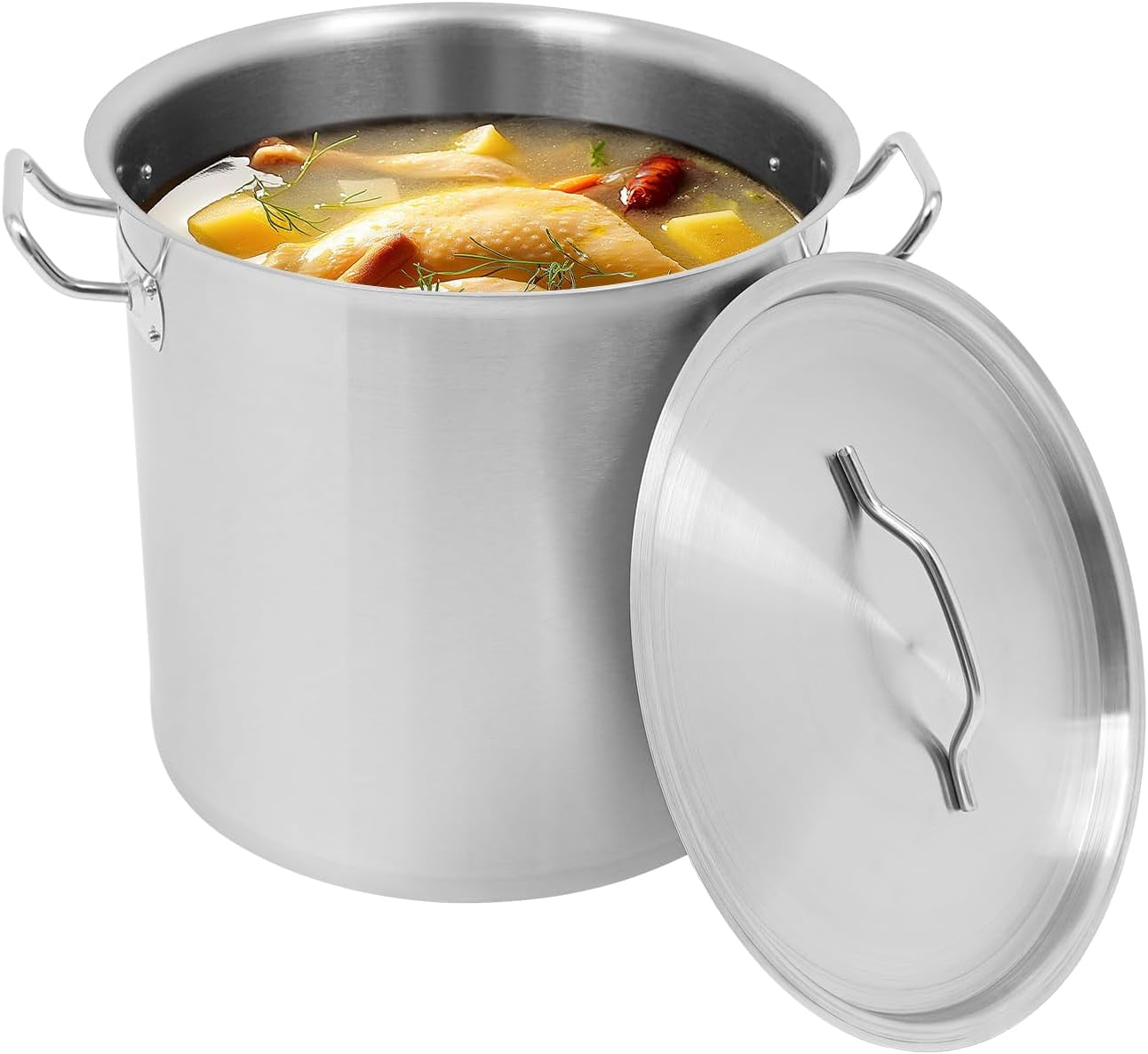 33L/34.8Qt Large Stock Pot with Lid,Nickel Free Stainless Steel ...