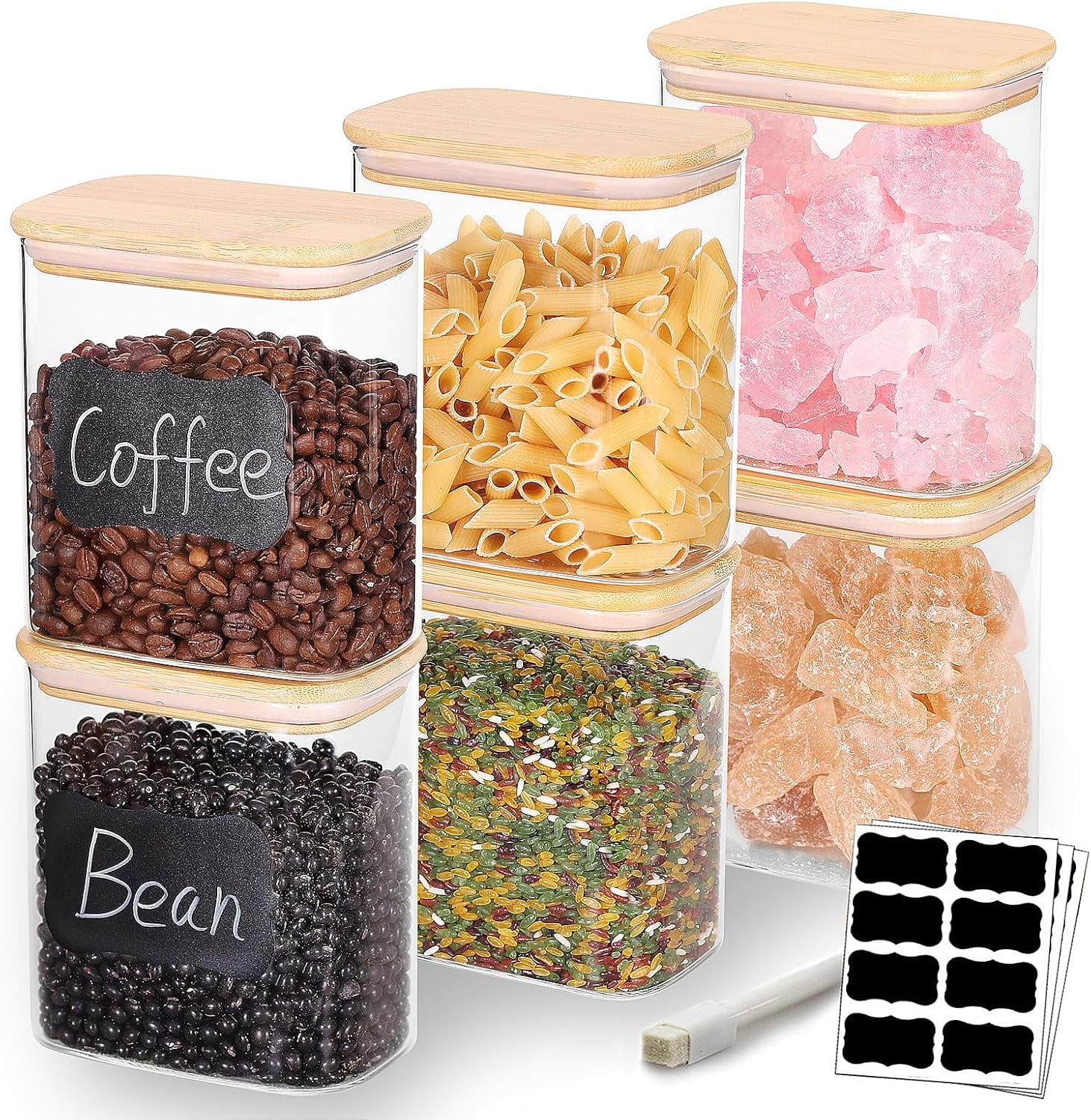 33OZ Airtight Glass Food Storage Containers with Lids - Set of 6 for ...