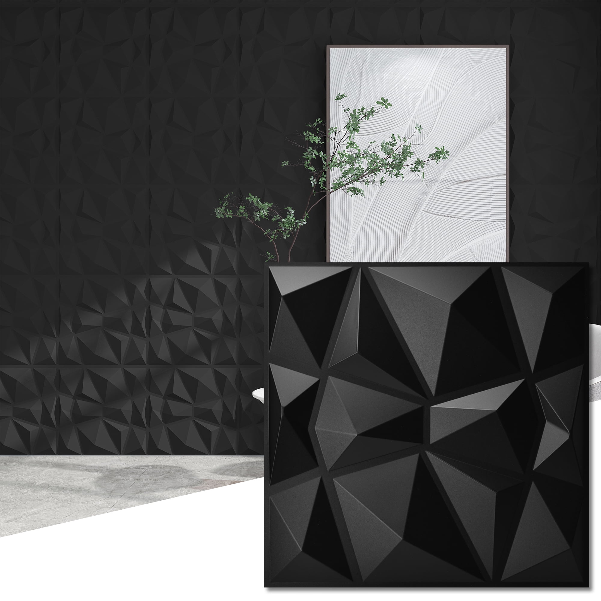 33PCS 11.8'' x 11.8'' PVC 3D Wall Panel Diamond for Interior Wall Décor ...