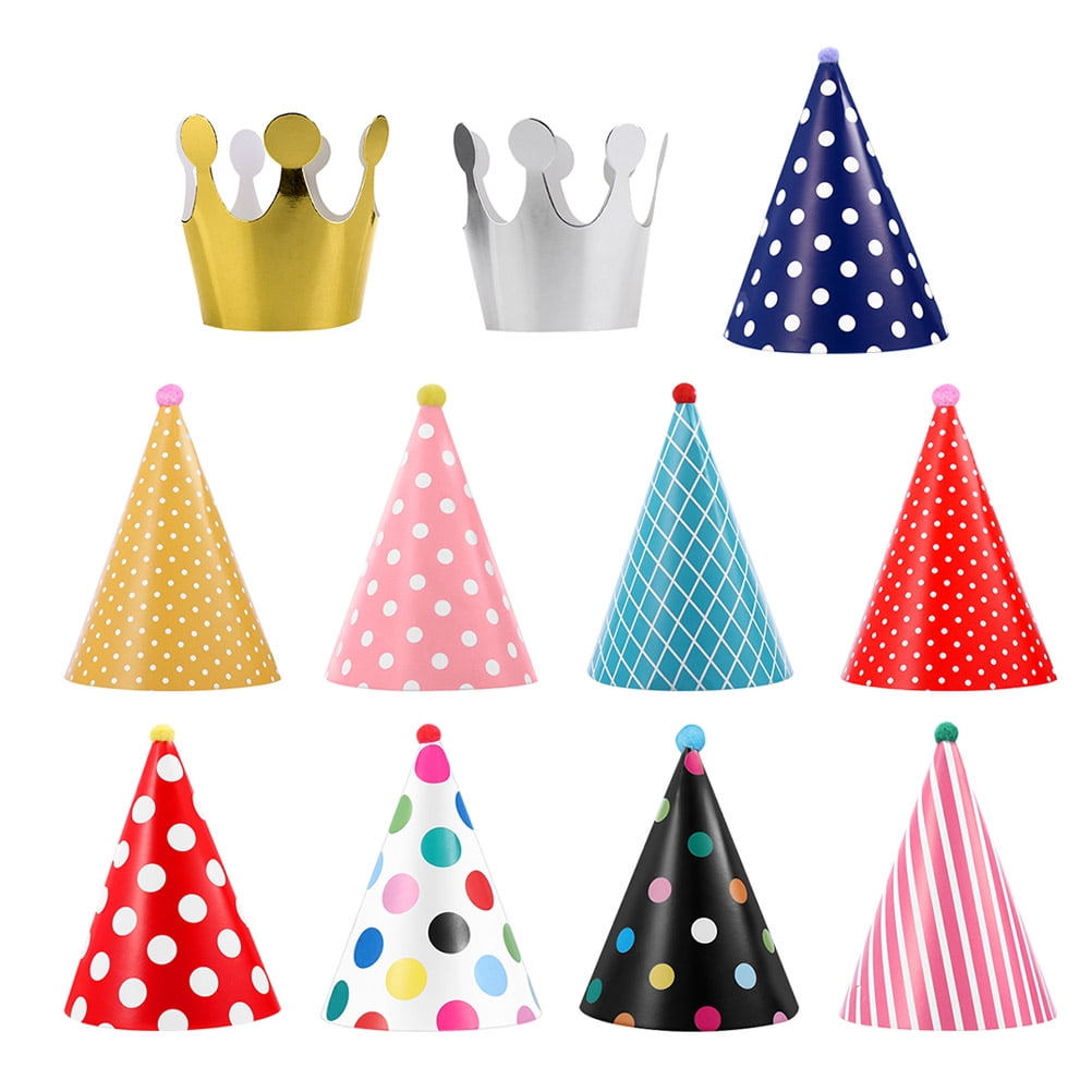 33PCS Birthday Party Hats Decor Paper Cone Hats Crown Hat Festival ...