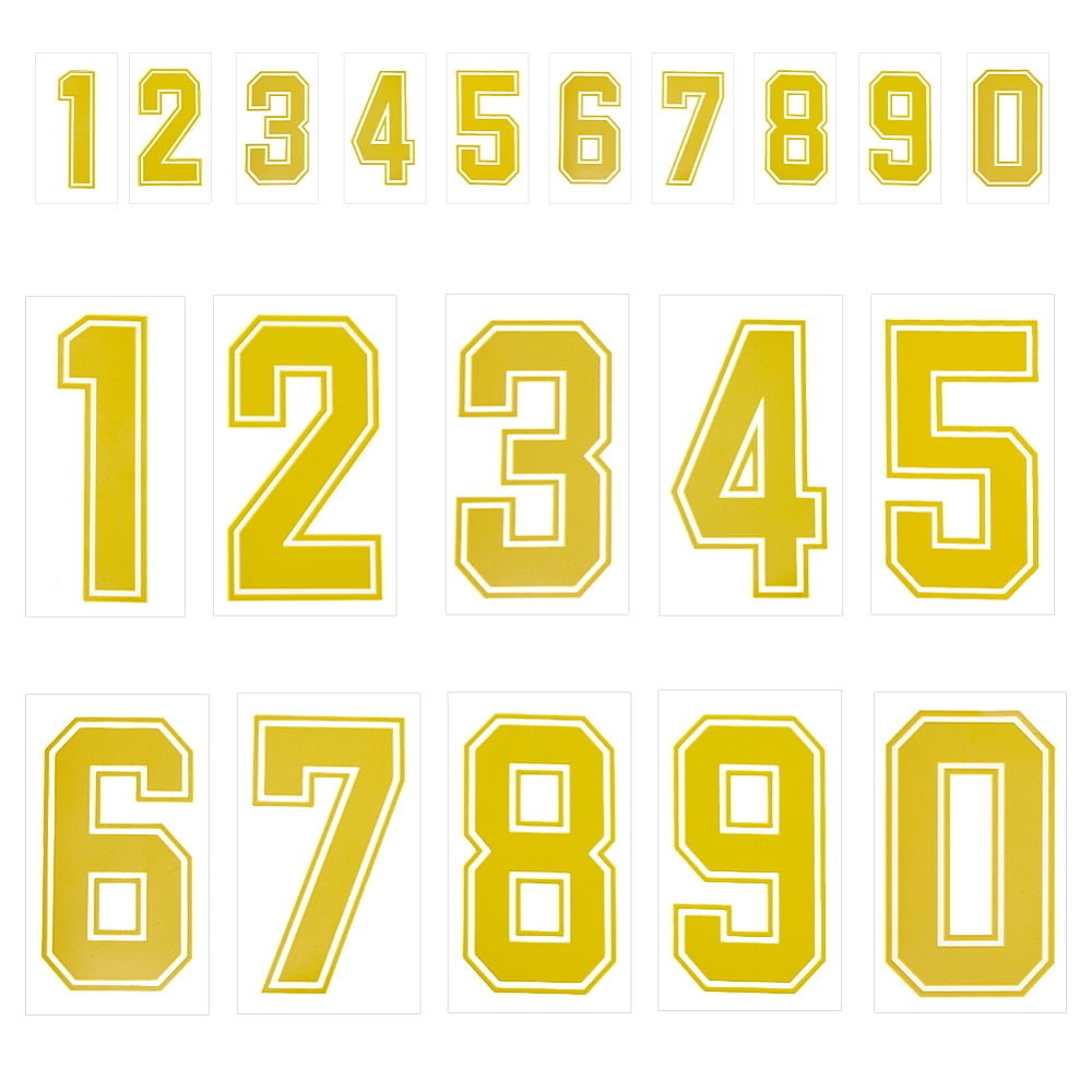 33Pcs 2 Sizes Iron on Numbers Yellow Heat Transfer Number 0 to 9 Jersey ...