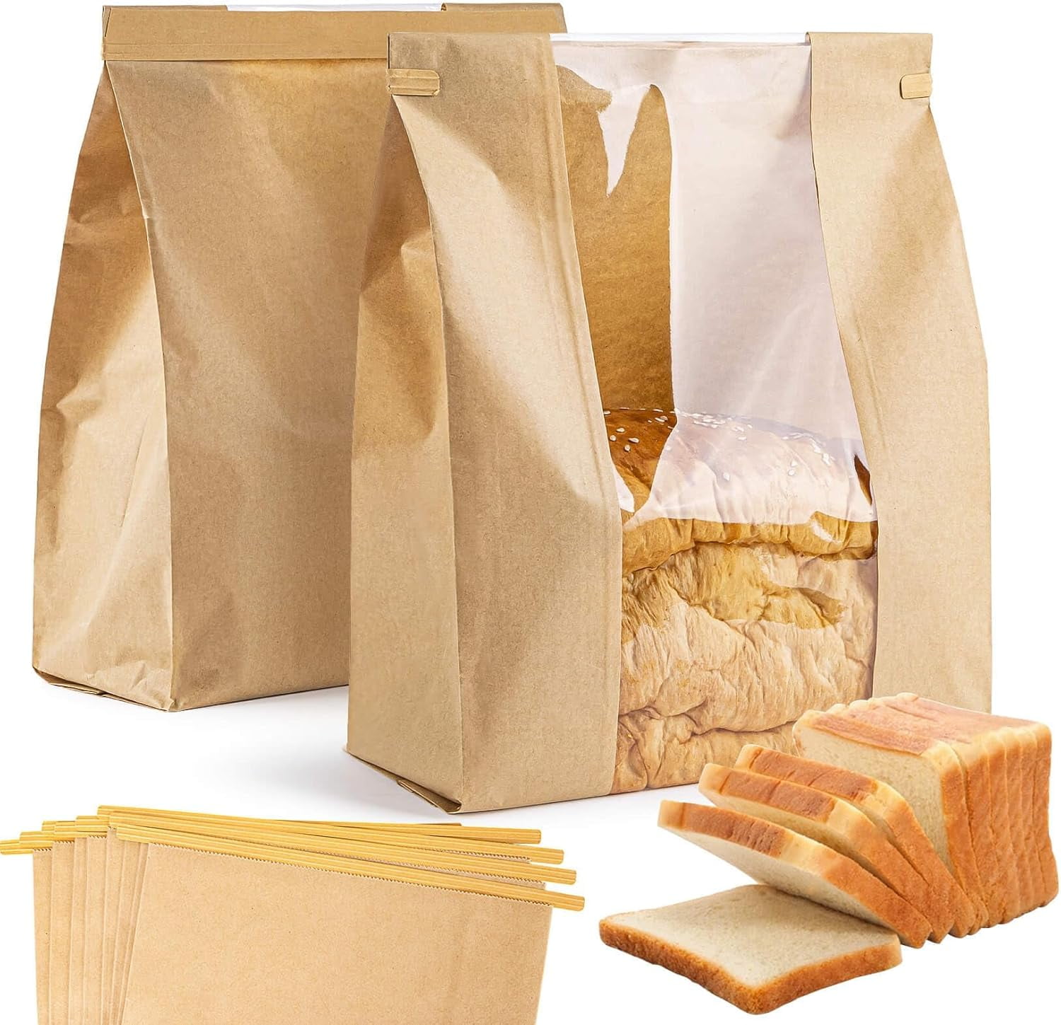 33Pcs Bread Bags with Reusable Ties - Homemade Sourdough Bread Storage ...