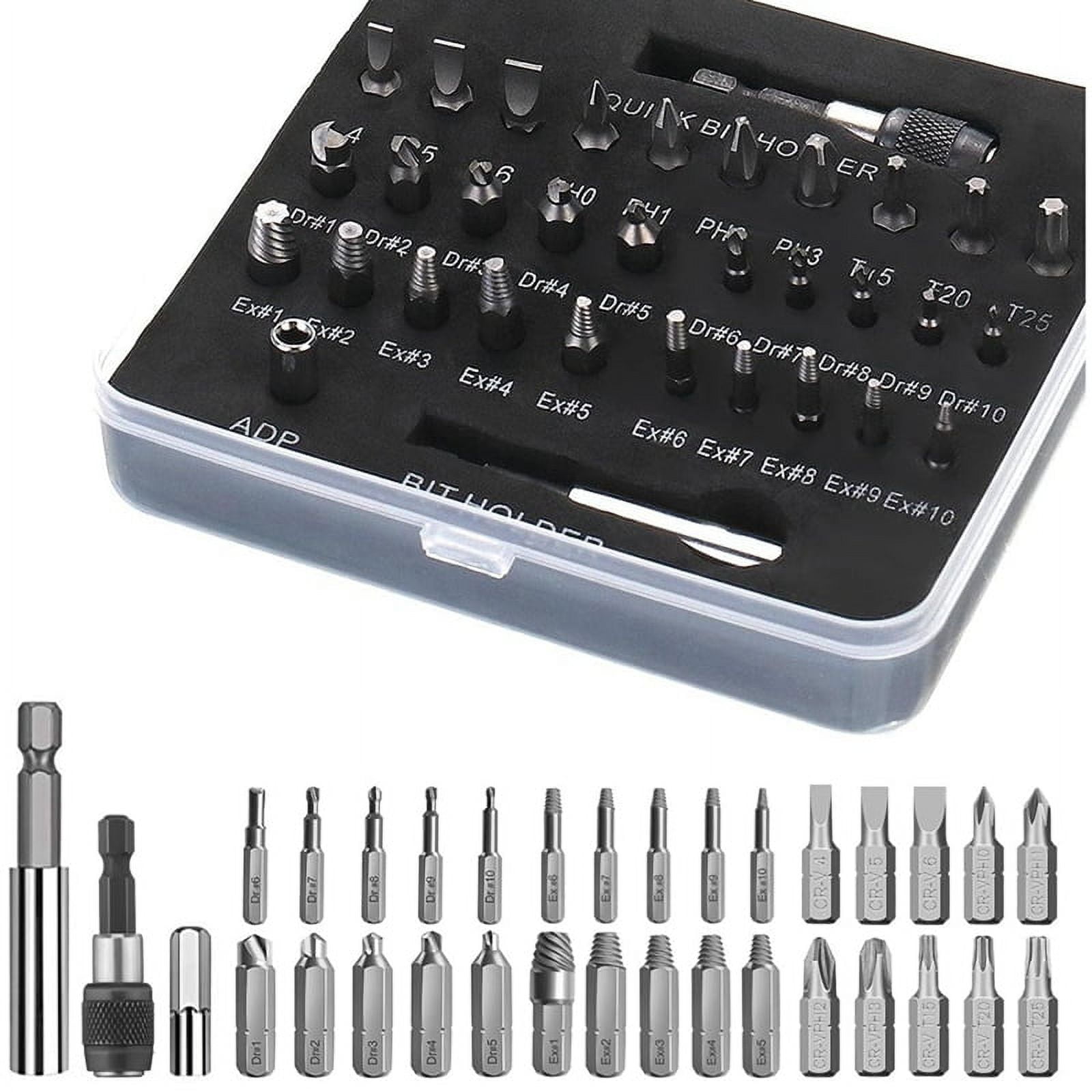 33Pcs Damaged Screw Extractor Kit & Screwdriver Bits Set Easy Out ...