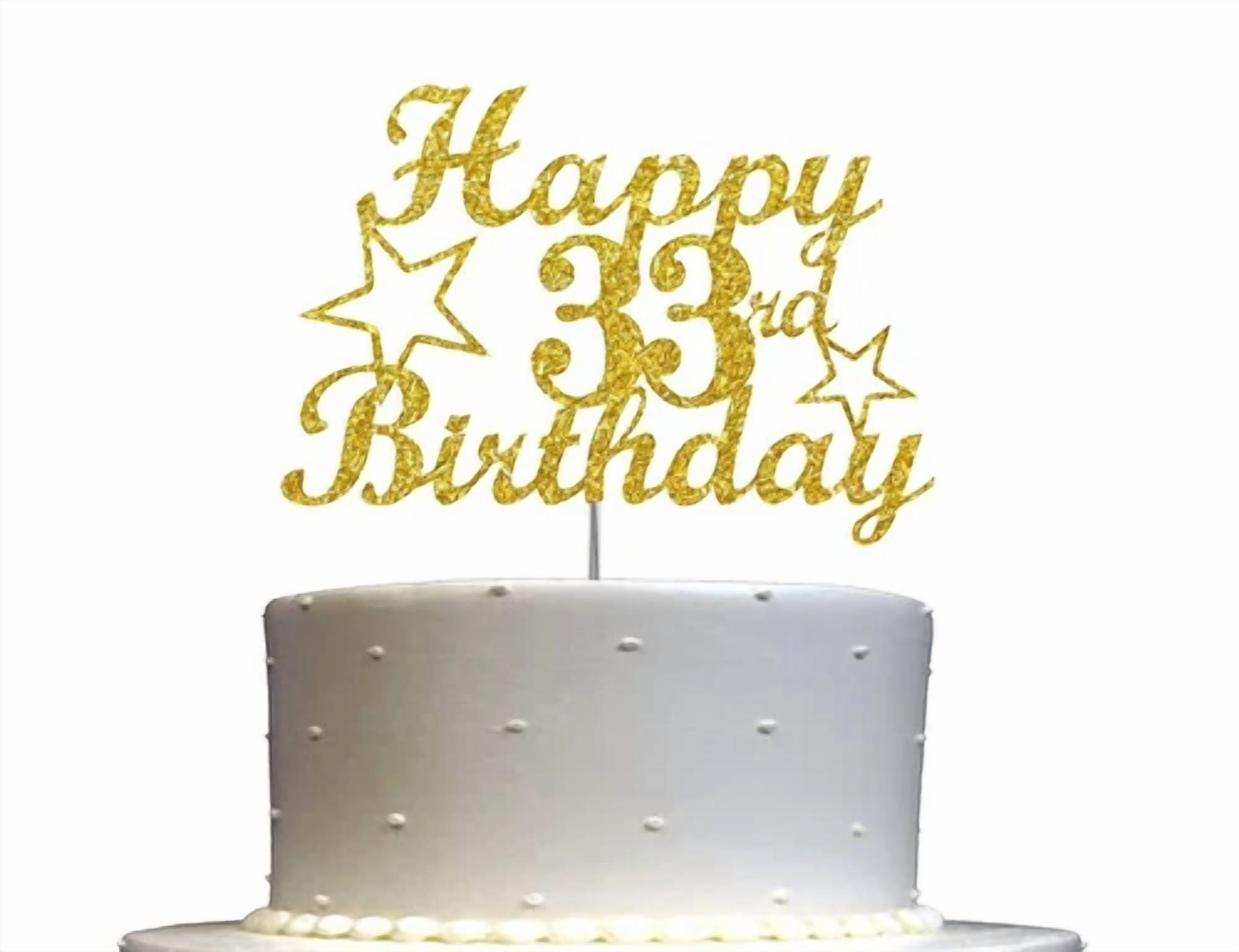 33Rd Birthday Cake Topper Double Side Gold Glitter 33Rd Party ...