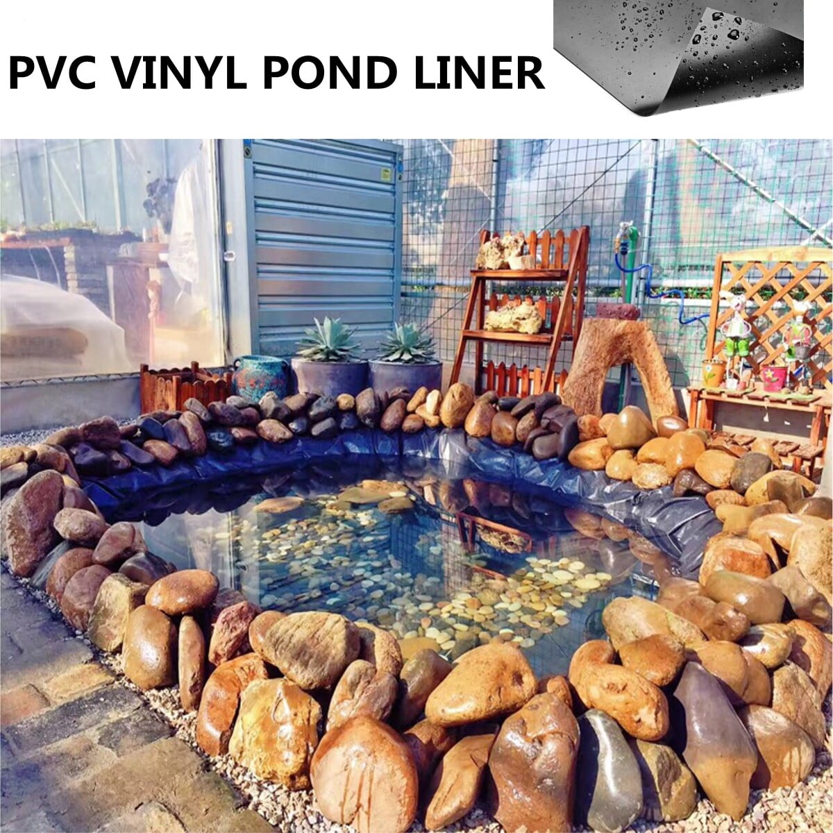 33X13.3Ft Fish Pond Membrane Outdoor Garden Landscaping Supplies Liner ...