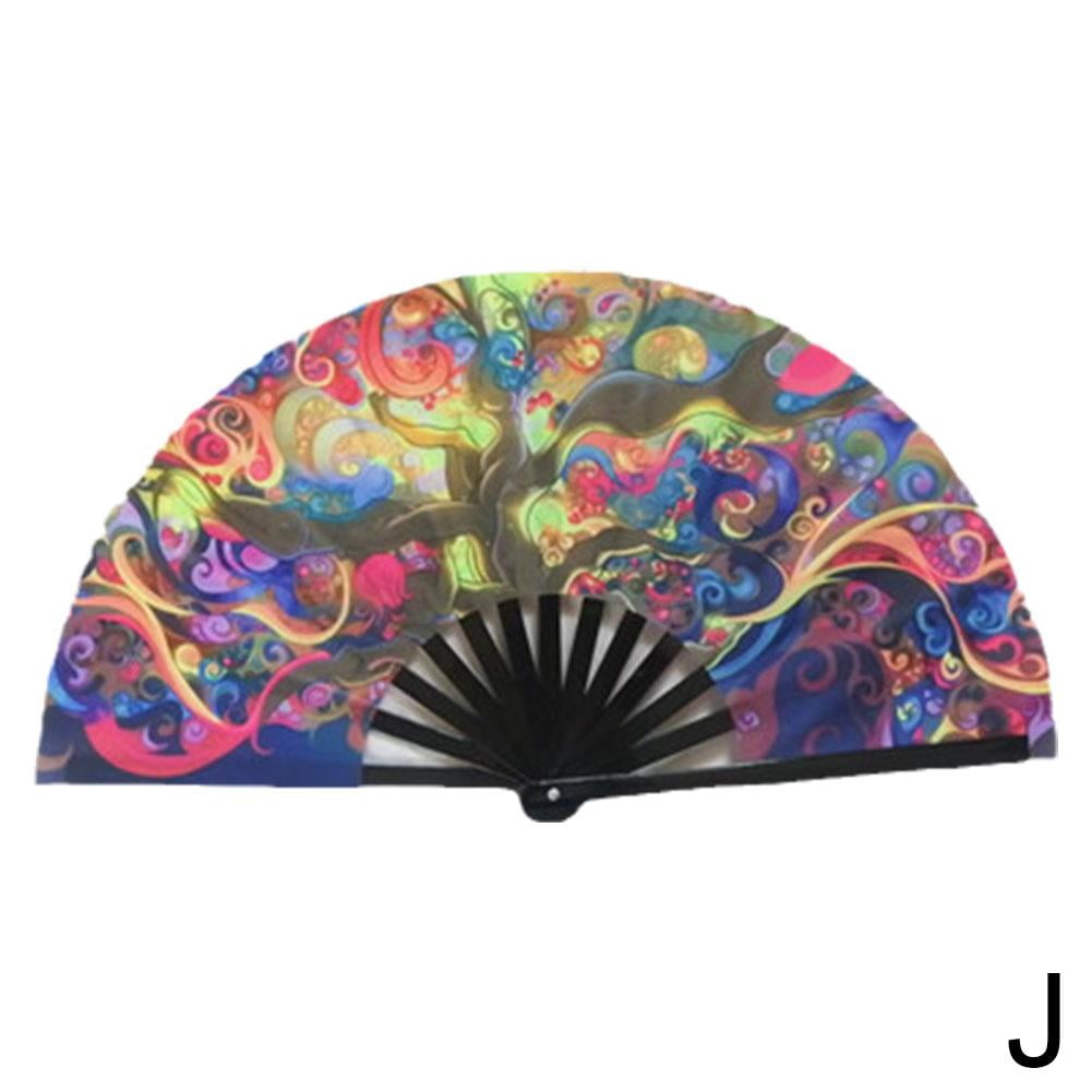 33cm Large Folding Hand Rave Fan Chinease/Japanese Gradient Colorful ...