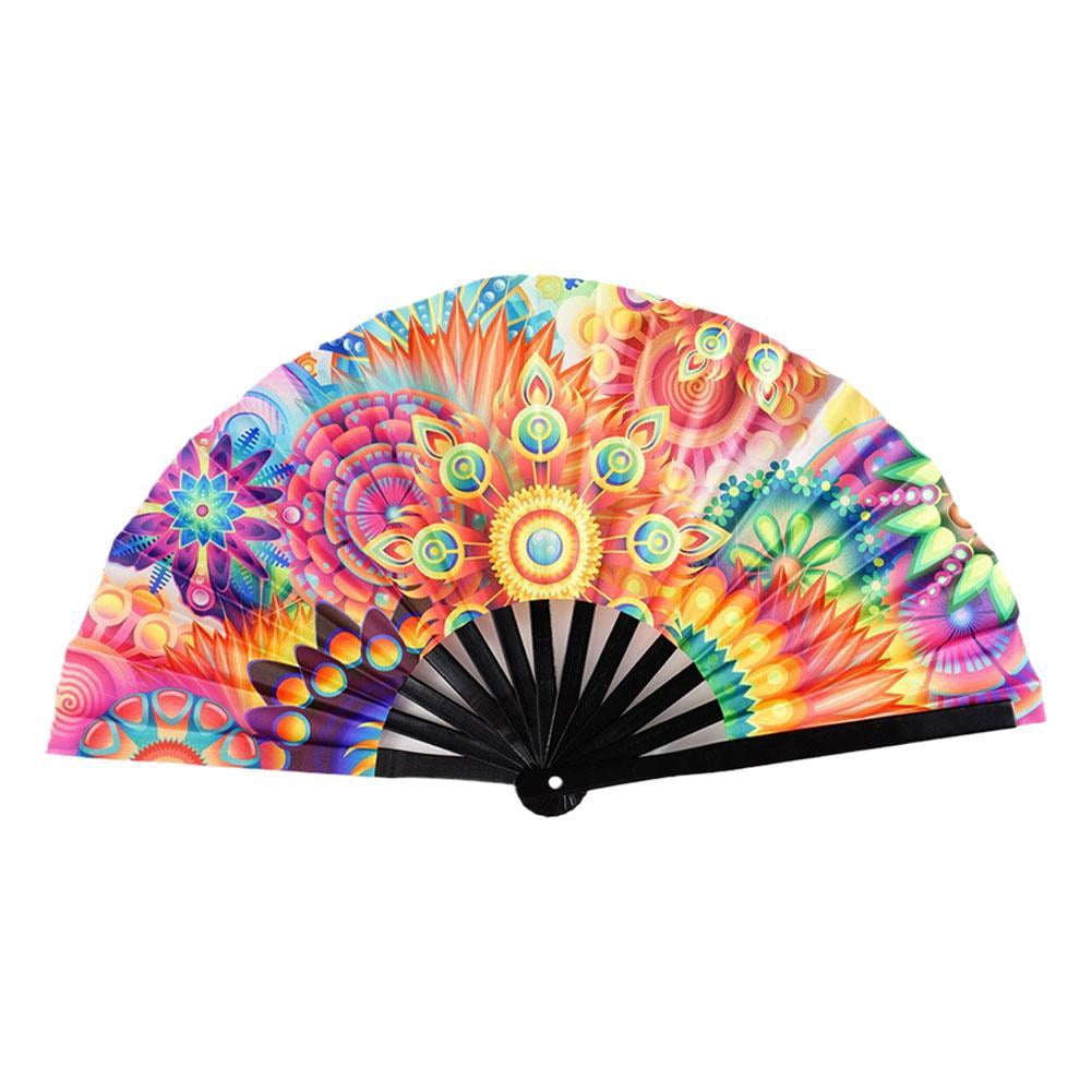 33cm Large Folding Hand Rave Fan Chinease/Japanese Gradient Colorful ...