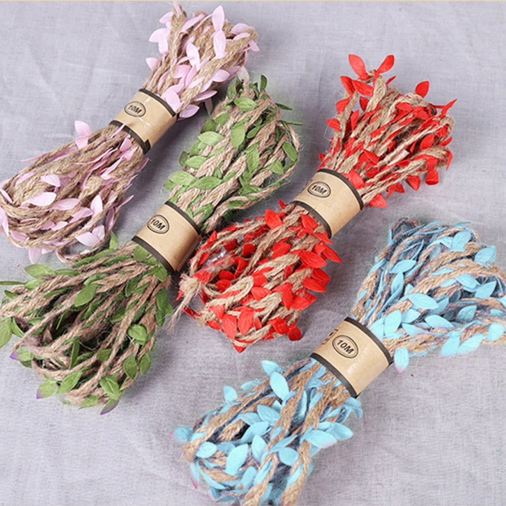 33feet Natural TWINE Blue Leaf Jute 3ply 2MM Rope HEMP BURLAP Ribbon ...