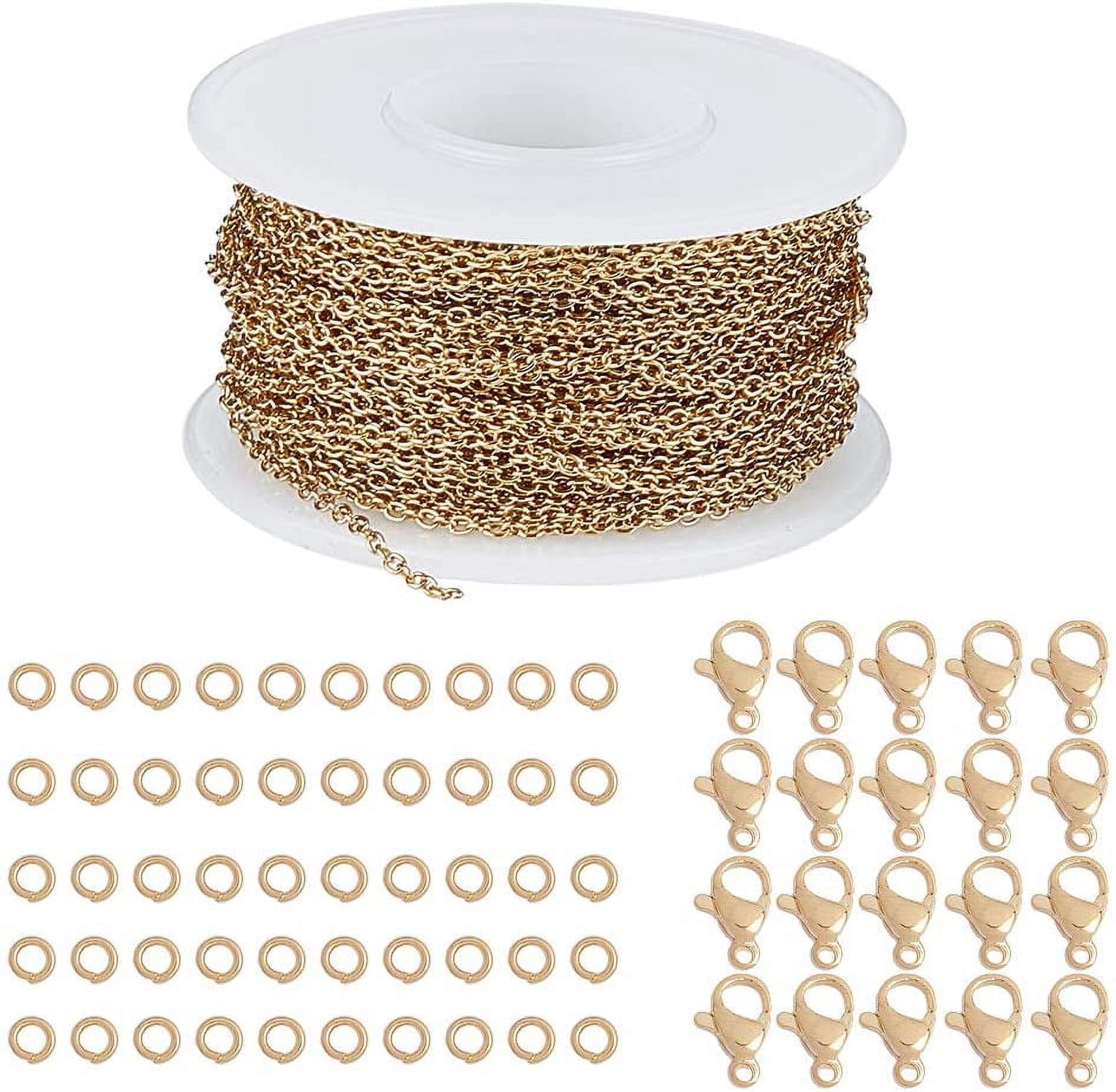 33feet Stainless Steel Cable Chain Bulk Golden Curb Cable Chains Link ...