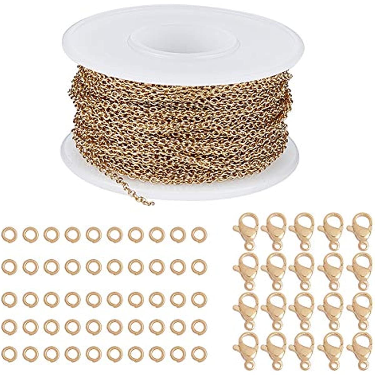 33feet/roll Gold Stainless Steel Curb Cable Chains Link Spool Bulk ...