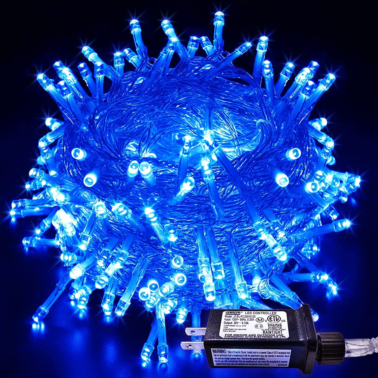 33ft 100 LED Blue Christmas Tree Lights, 8 Modes Blue LED Christmas ...