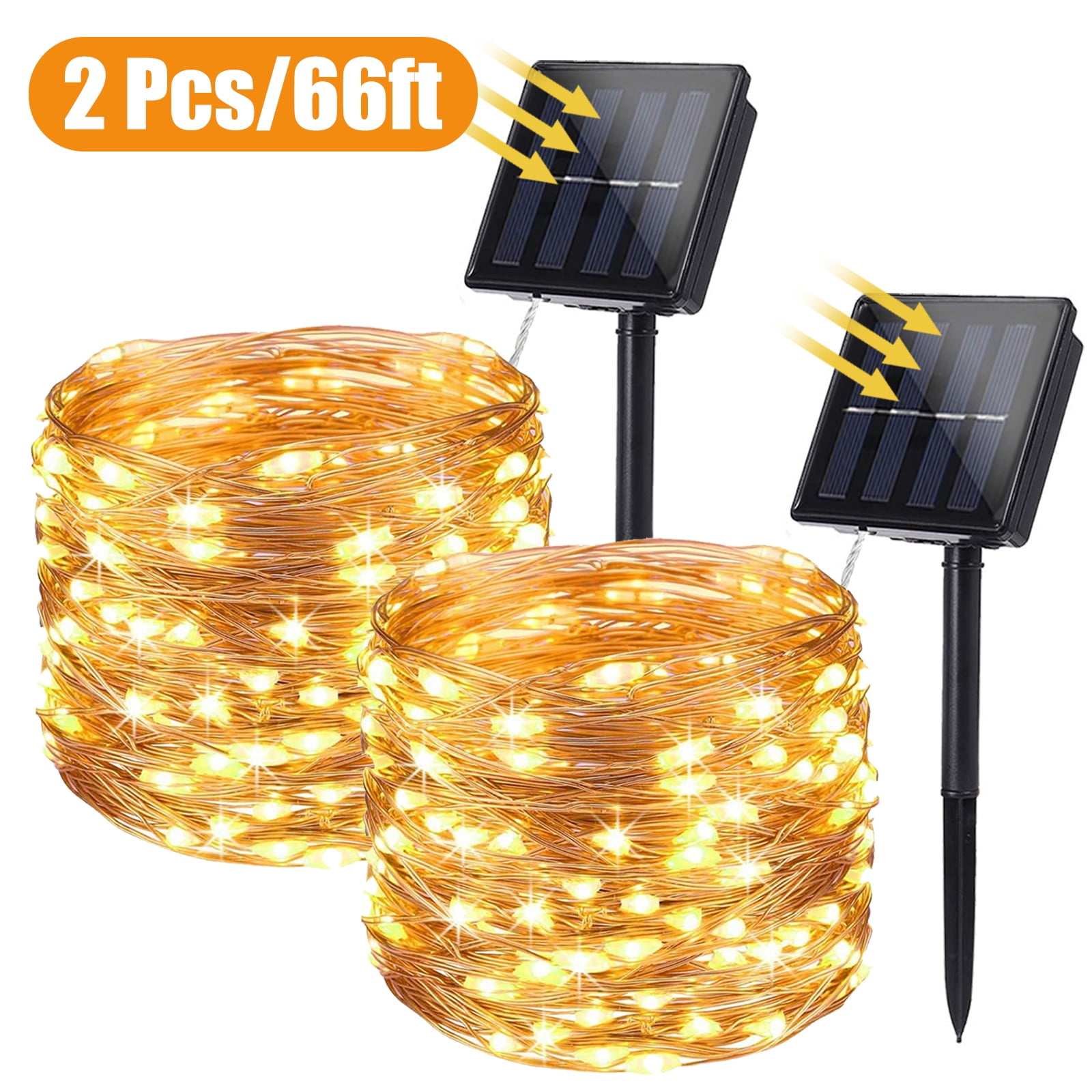 33ft 100 LED Solar String Lights, 2 Modes Copper Wire Light, Waterproof ...