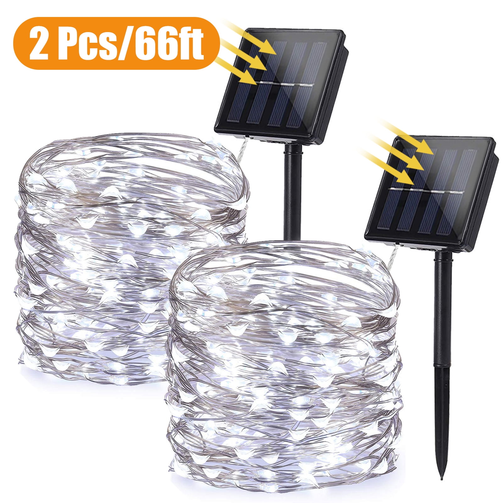33ft 100 LED Solar String Lights, 2 Modes Copper Wire Light, Waterproof ...