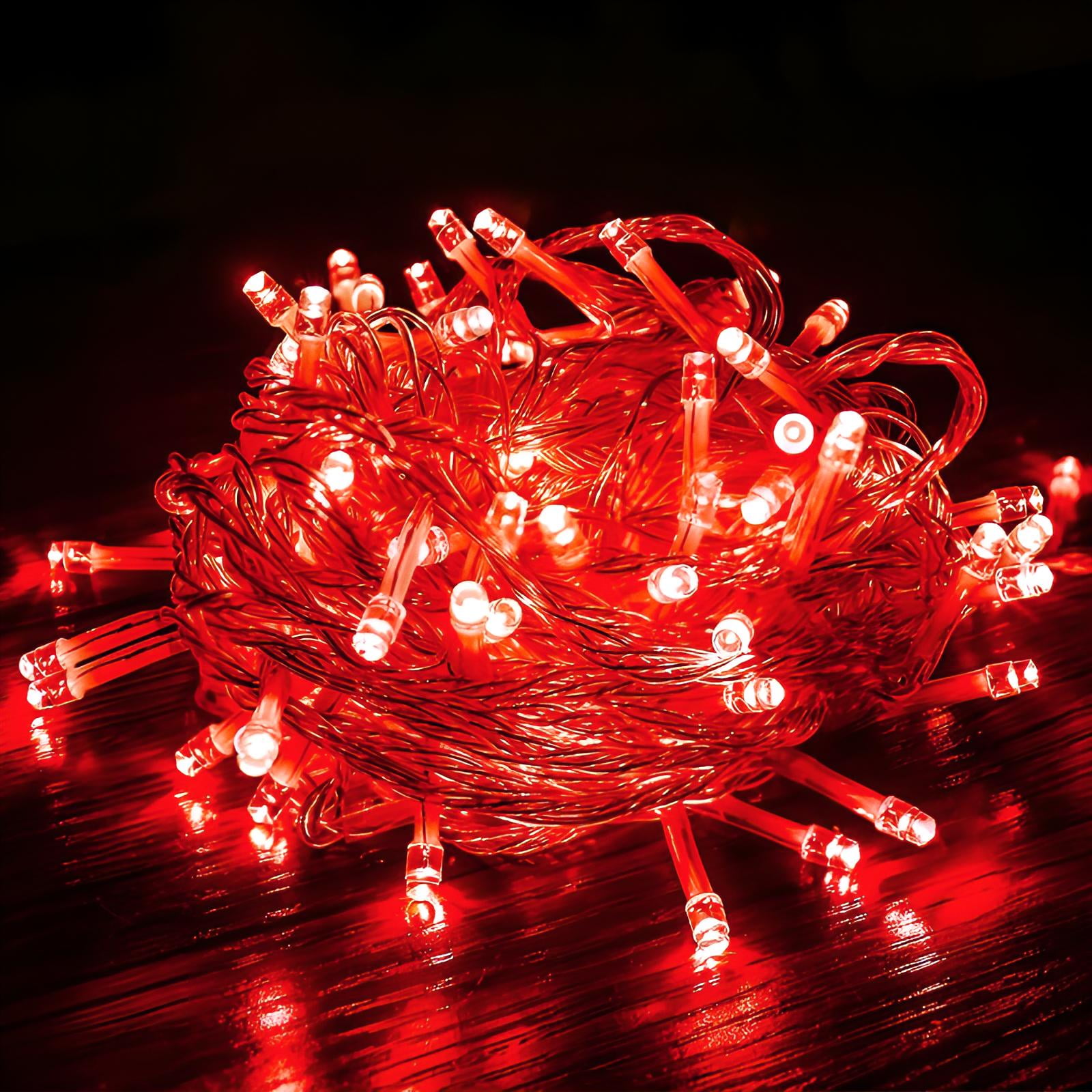 33ft 100 LED String Lights Indoor Outdoor, Red Halloween Lights Clear ...