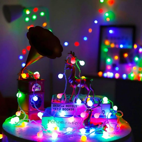 33ft 100 LEDs Globe Fairy Lights Plug-in, 8 Modes Color Changing String ...