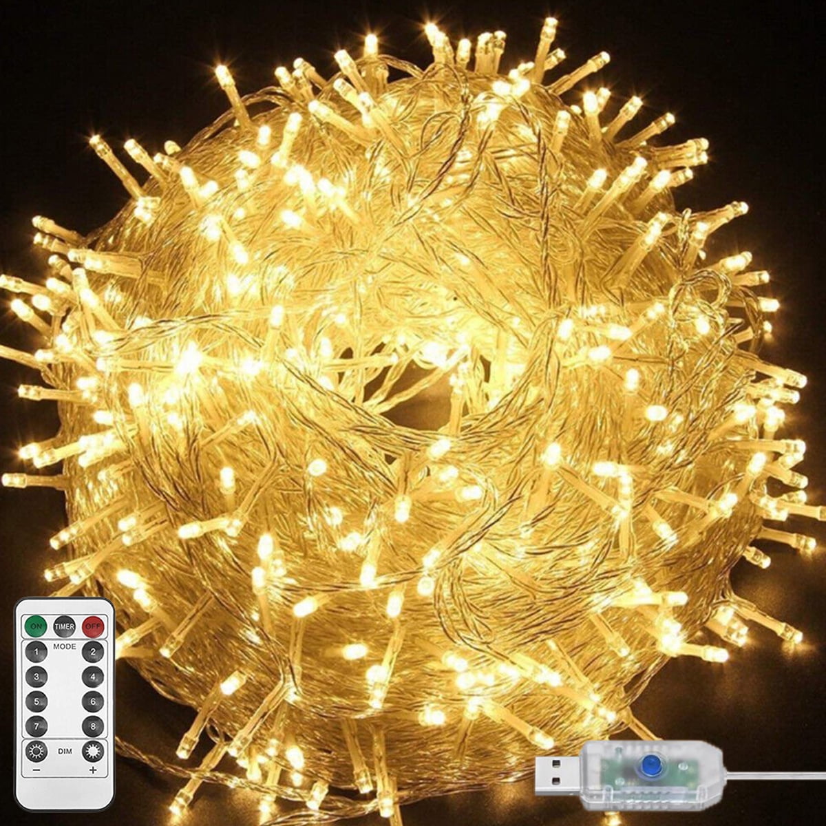 33ft 80 LED String Lights Indoor Outdoor, Warm White Christmas Lights ...