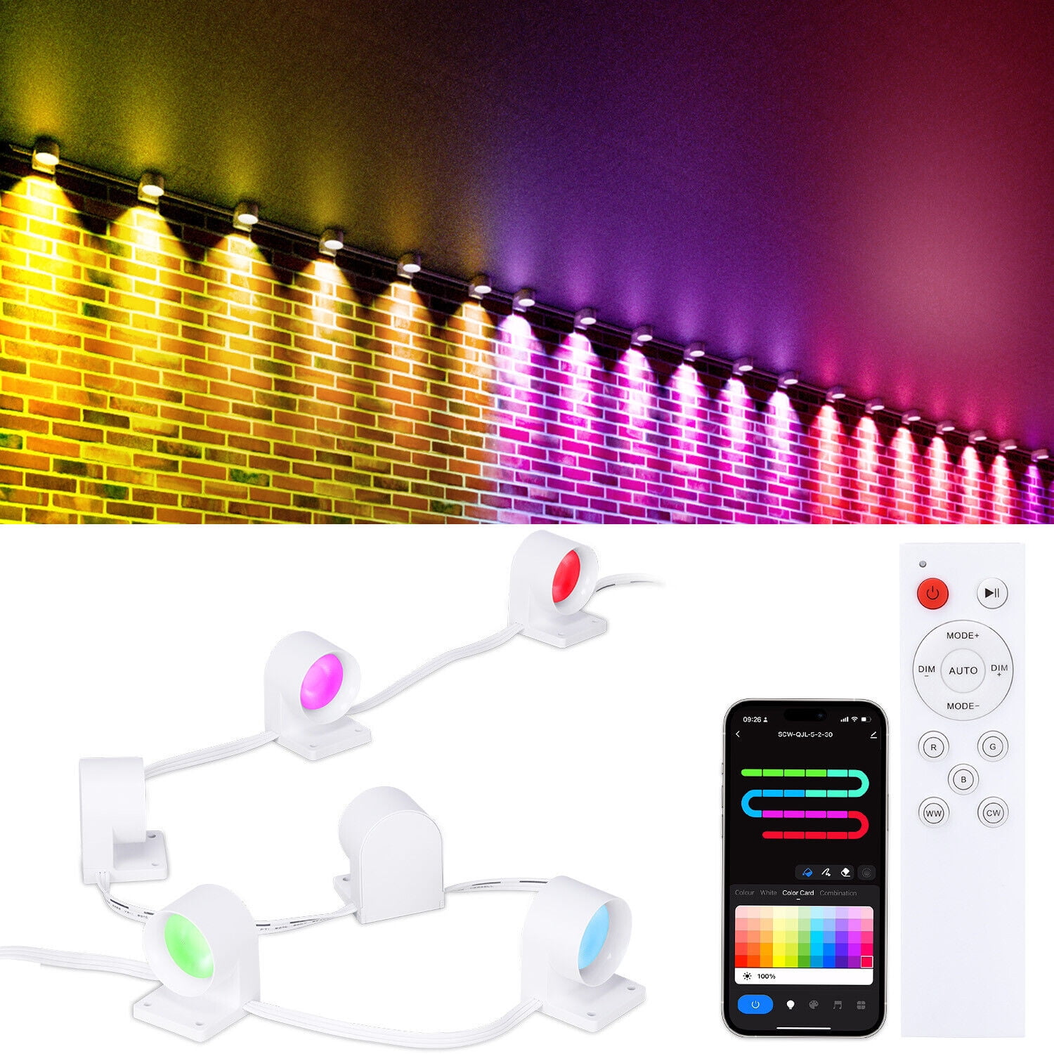 33ft LED Smart String Lights, RGBCWIC String Downlights with 30 LEDs ...