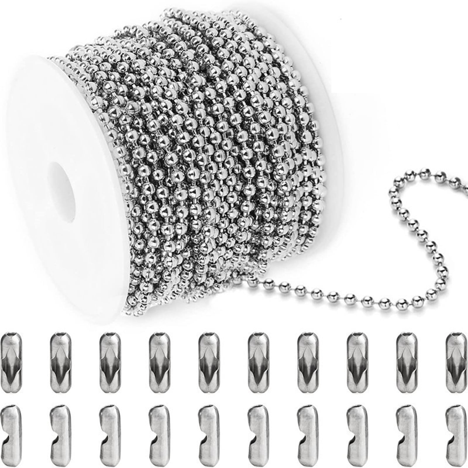33ft Rustproof Pull Chain Stainless Steel Bead Chain Dog tags Chains ...