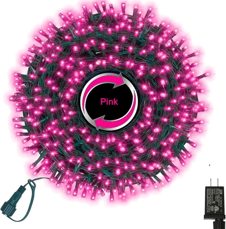 33ft Valentine Lights String, 100 LED Green Wire Pink Fairy Starry ...